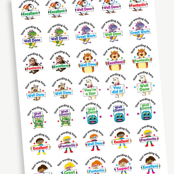 Stickers, stampers, certificates and postcards for teachers