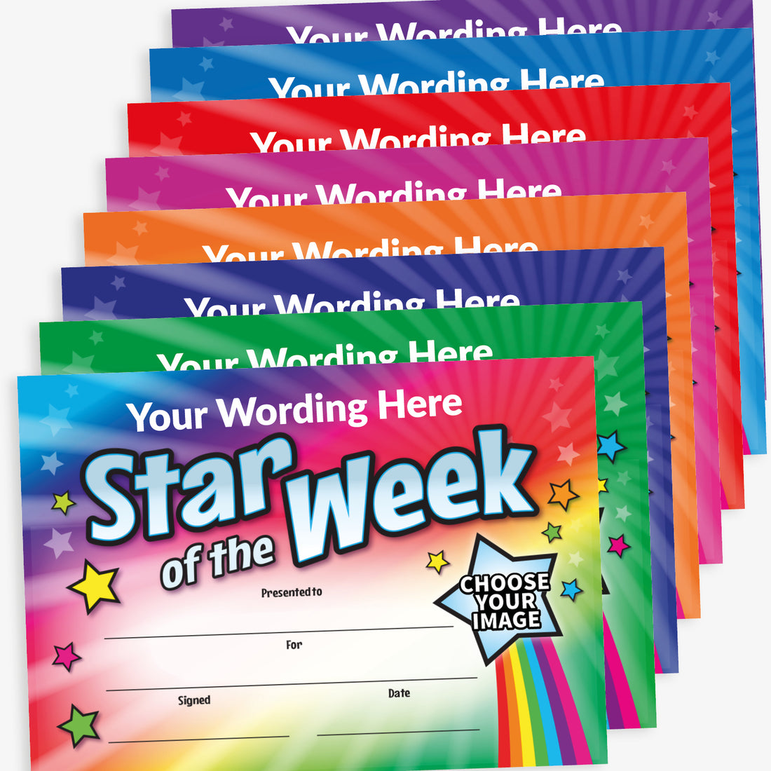 Star of Week Certificates | Personalised | Colour Choice