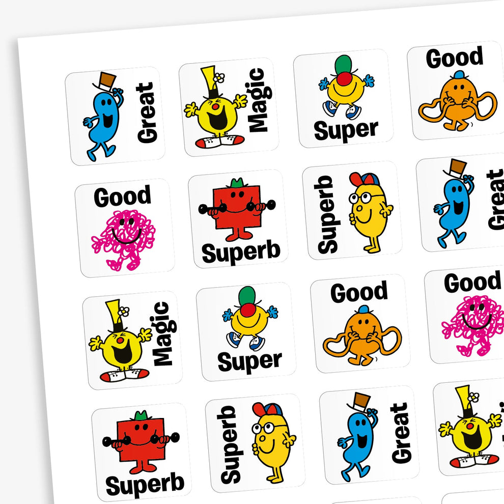 Mr Men Stickers | 140 Stickers | 16mm | Pupil Rewards