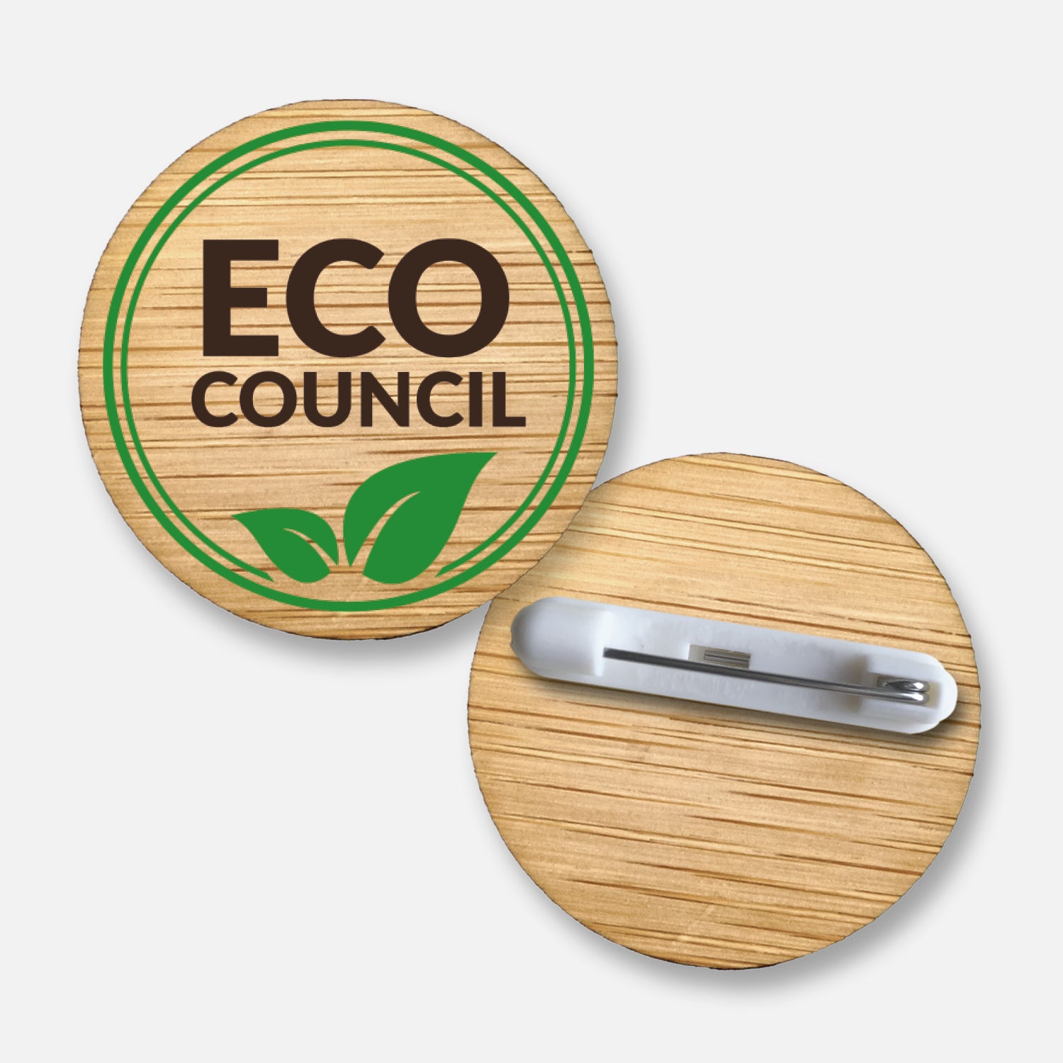 Eco Council Round Badge | Bamboo | Natural | Pupil Rewards
