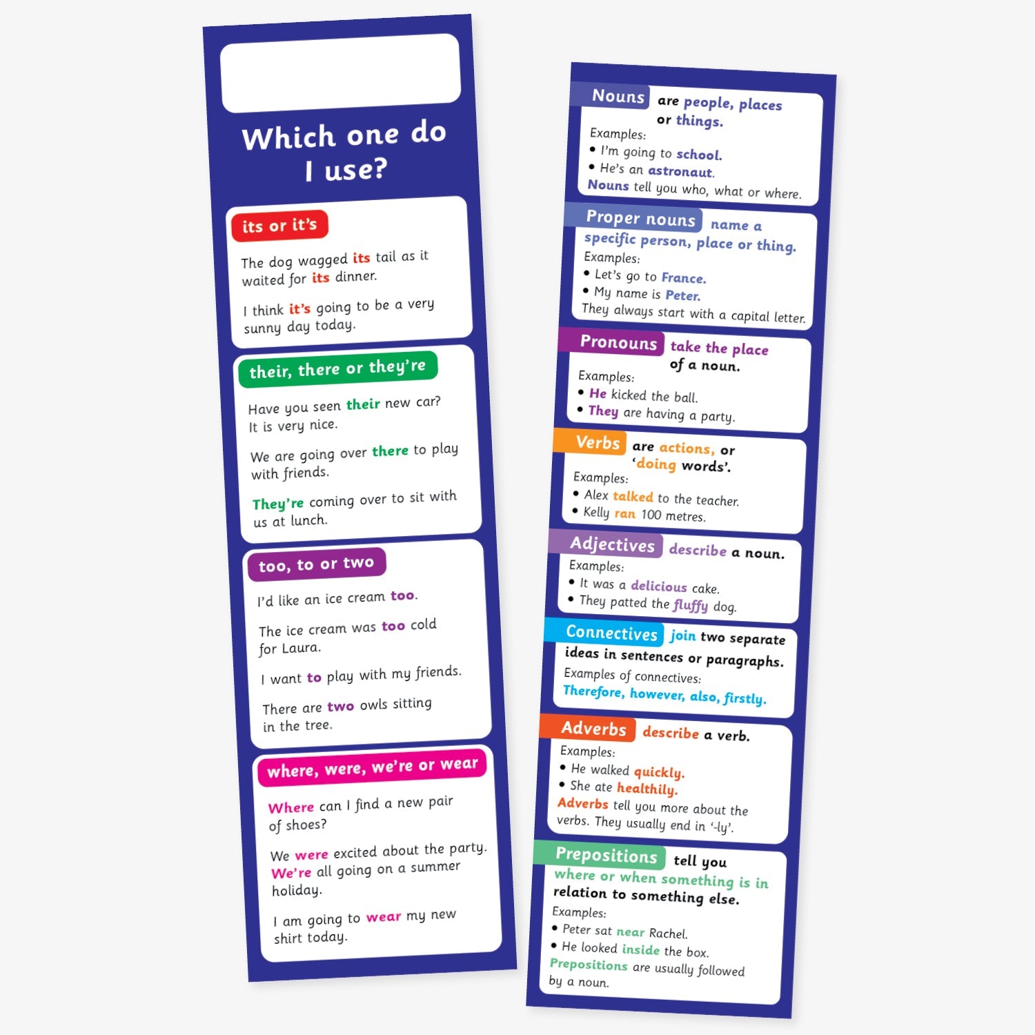 'Which one do I use?' Grammar Bookmarks | Home Learning