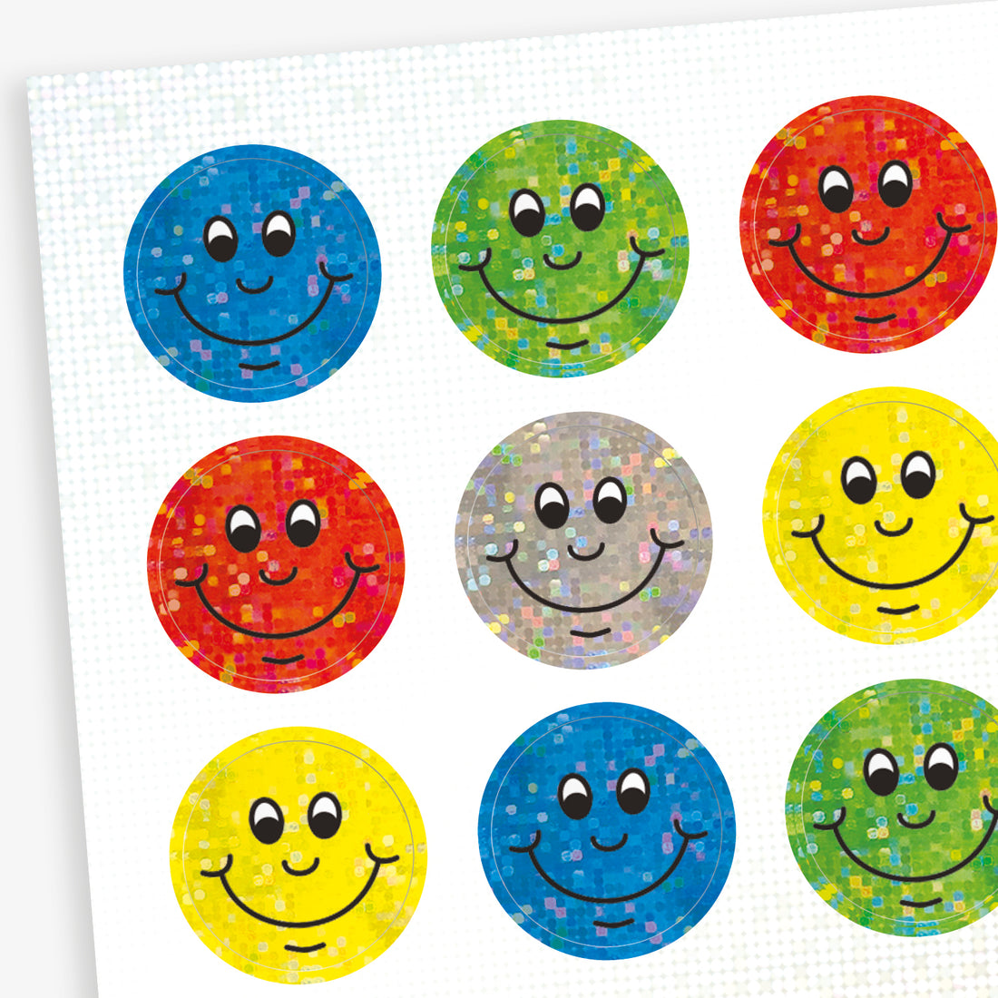 Holographic Smiley Stickers | 20mm | Choose Your Pack Size