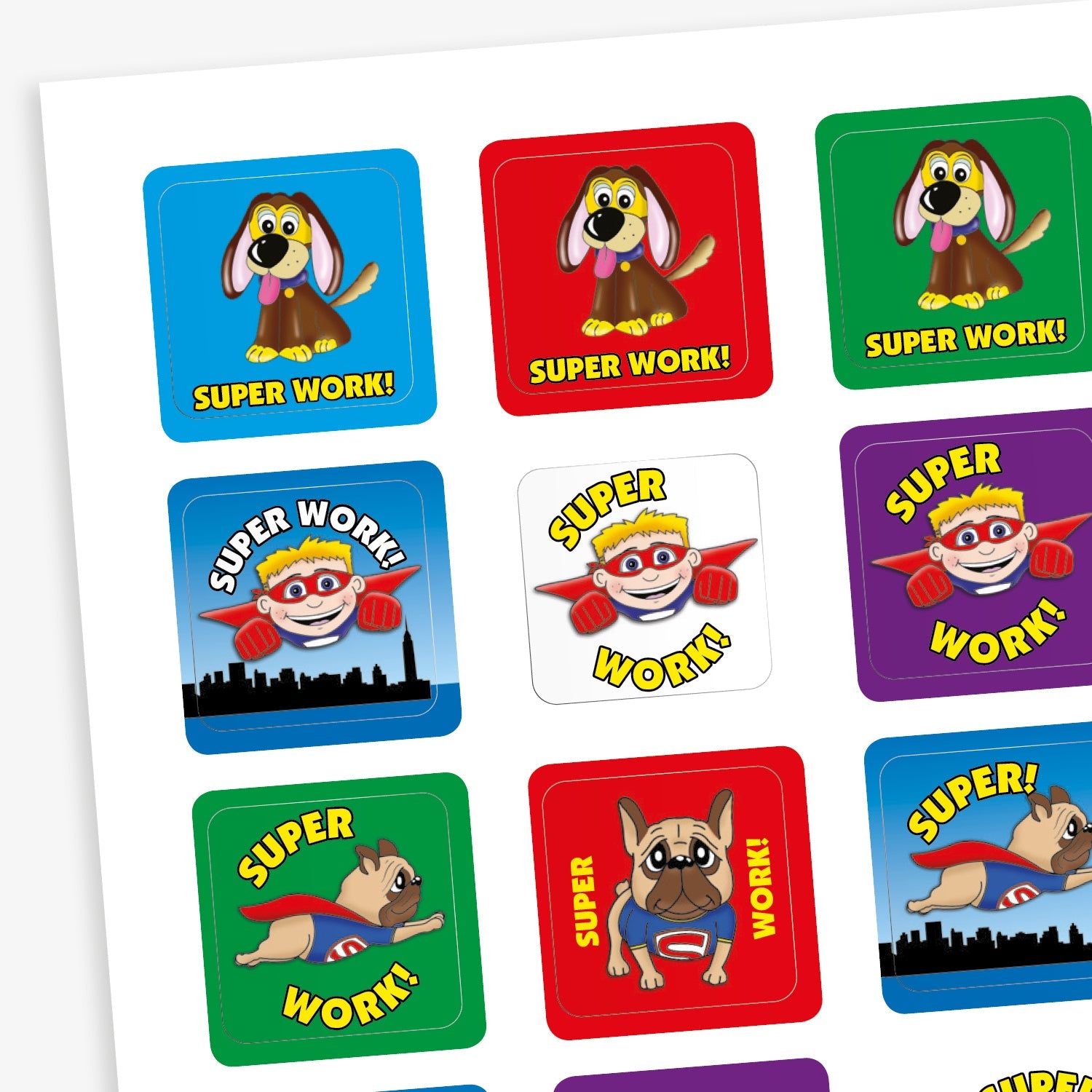 Superhero Stickers | Super Work | 20mm | Pupil Reward