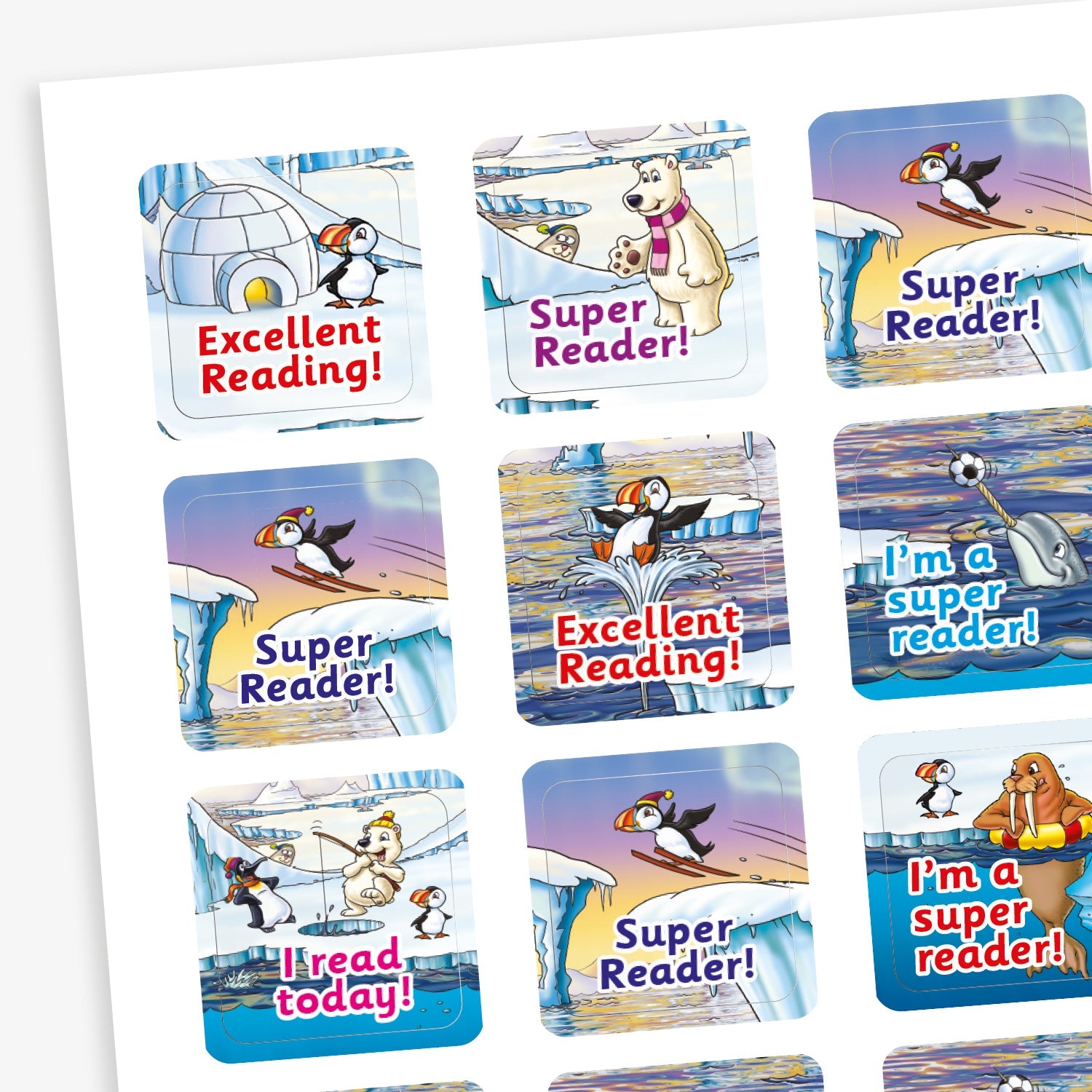 Reading Stickers | Polar Theme | 20mm | Pupil Reward
