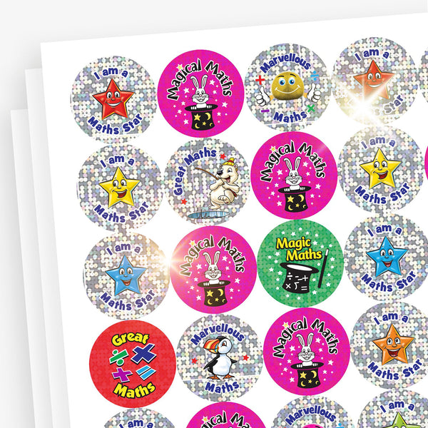 Stickers Value Pack | Holographic | Maths | x 350 | 25mm