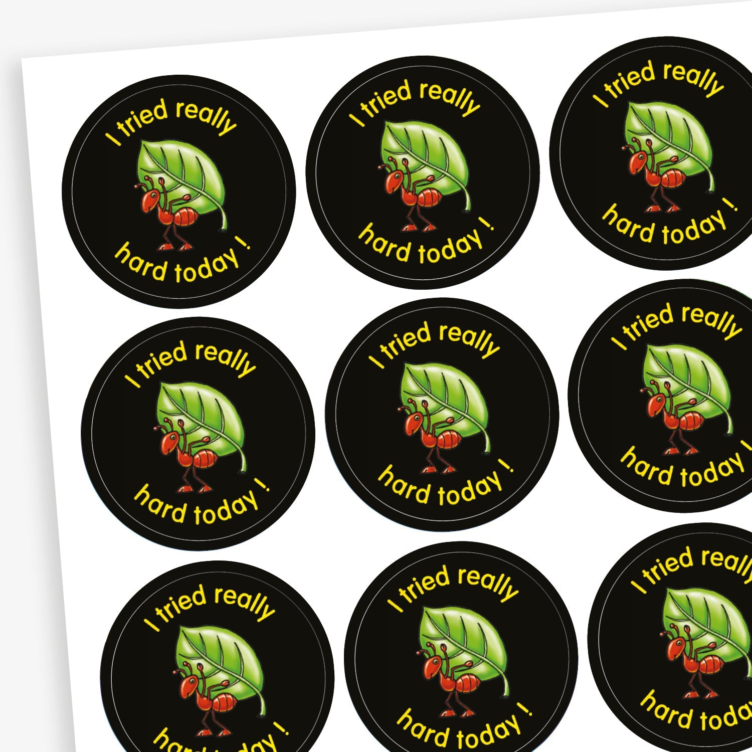 'I Tried Really Hard Today' Ant Stickers | 25mm | x 30