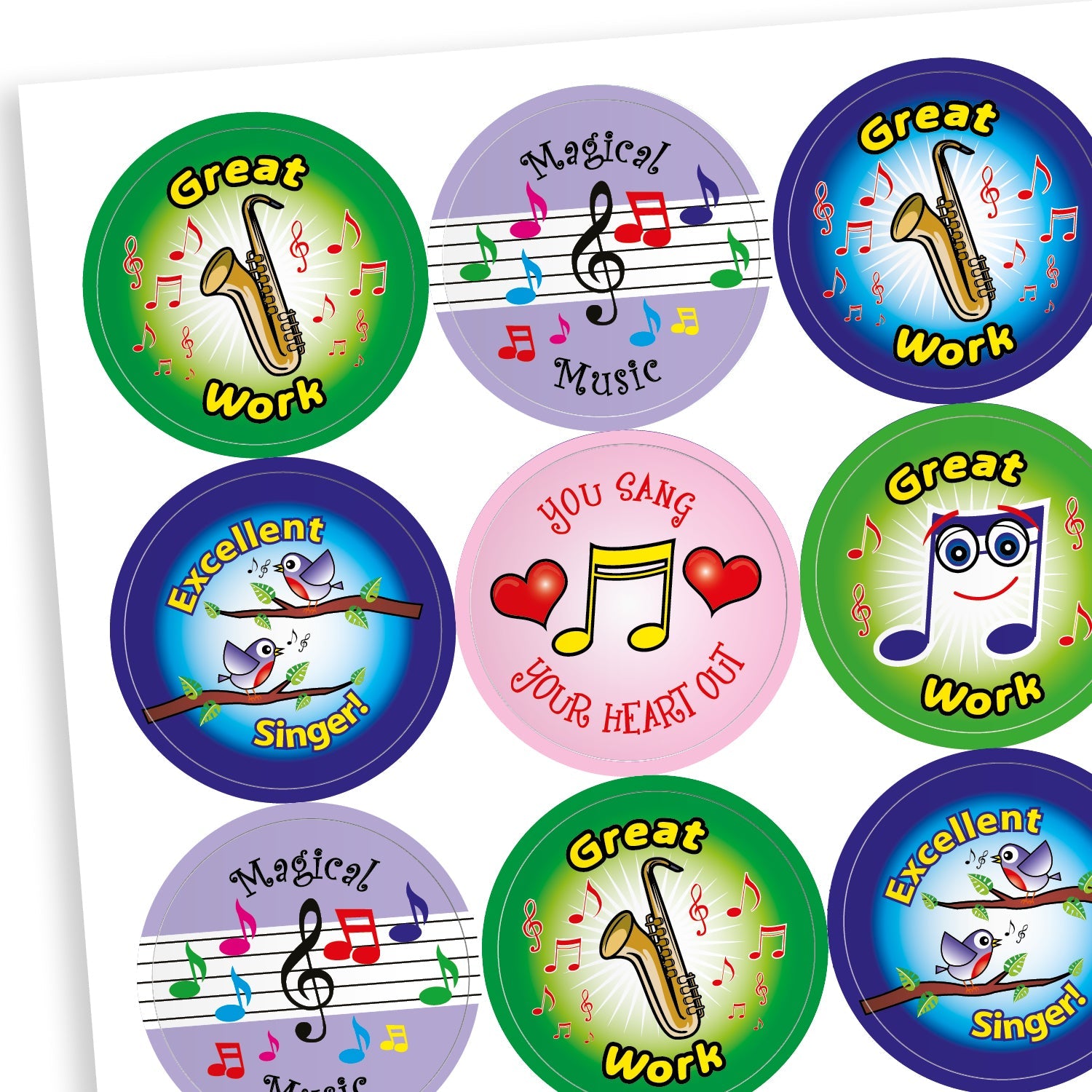 Music Stickers | 25mm | Multicoloured | 30 Stickers