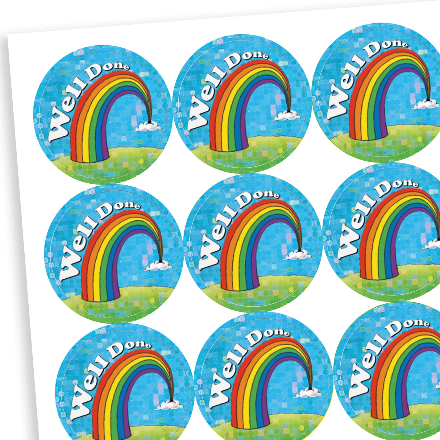 Holographic Well Done Rainbow Stickers | 25mm | Sparkly