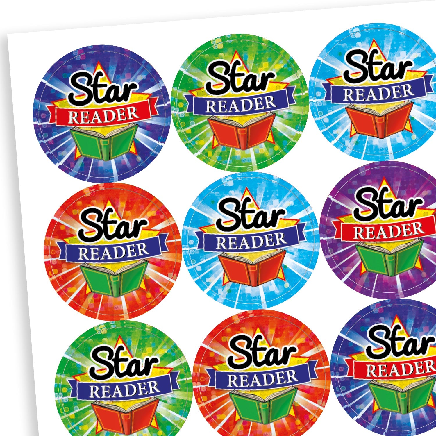 Holographic Star Reader Stickers | 25mm Diameter | Rewards