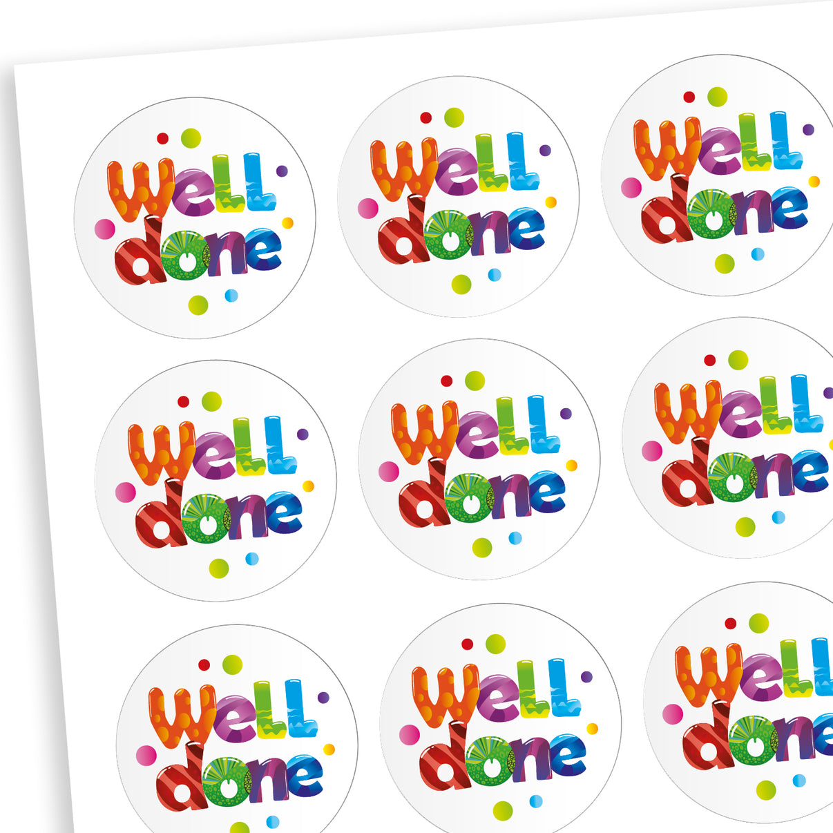 Well Done Stickers | 30 Stickers | 25mm | Pupil Rewards