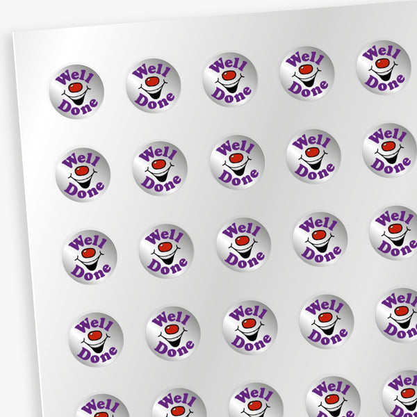 Metallic Smiley Stickers | Well Done | x 196 | 10mm