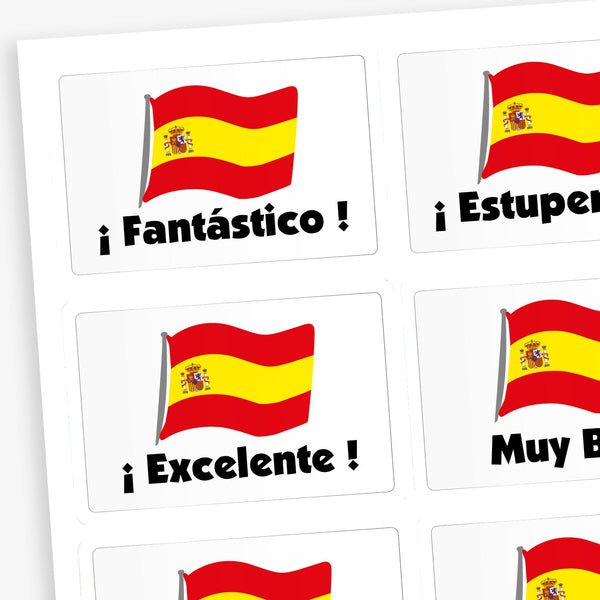 Spanish Flag Stickers | x 32 | 46x30mm | Pupil Rewards