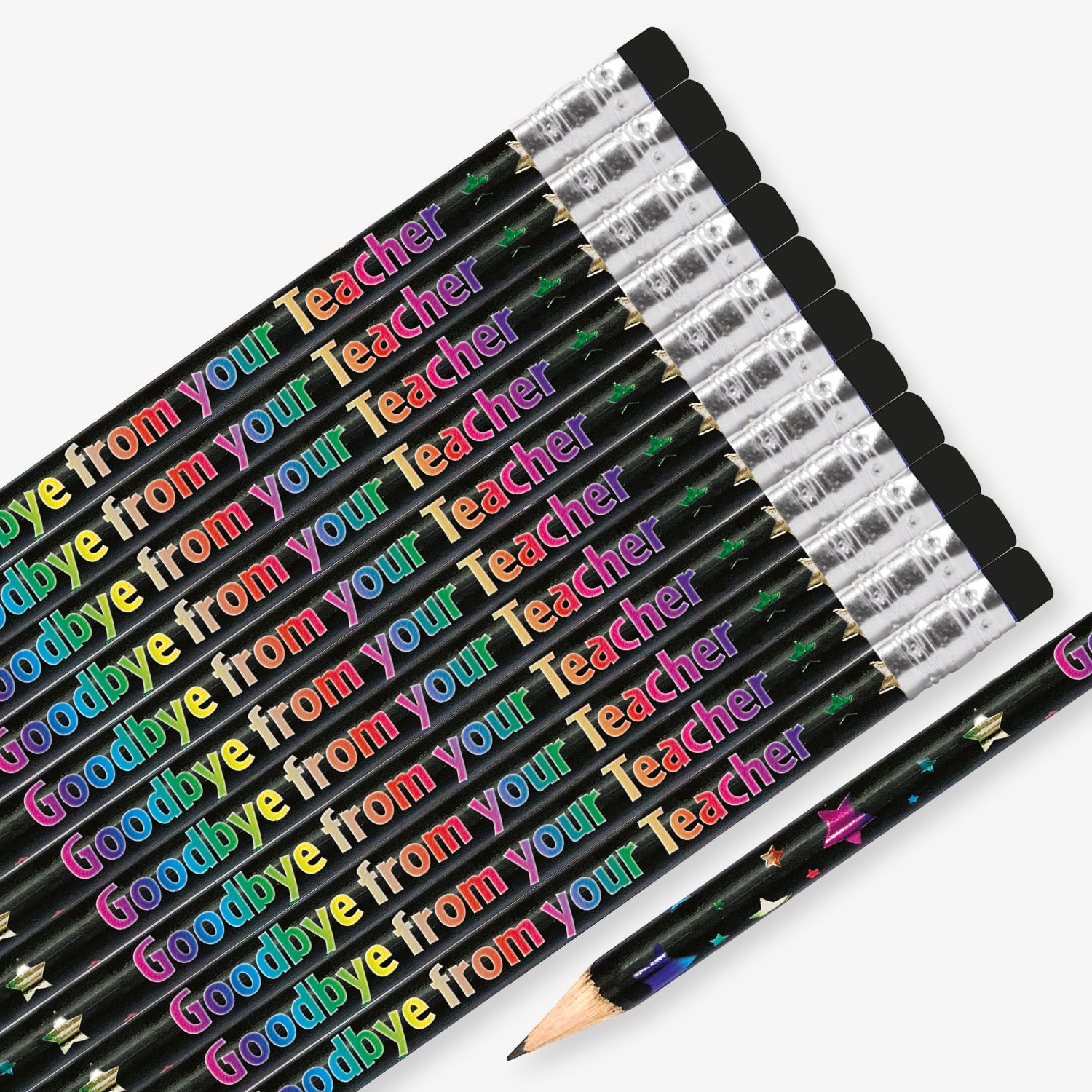 Goodbye From Your Teacher Pencils | Metallic Rainbow | x 12
