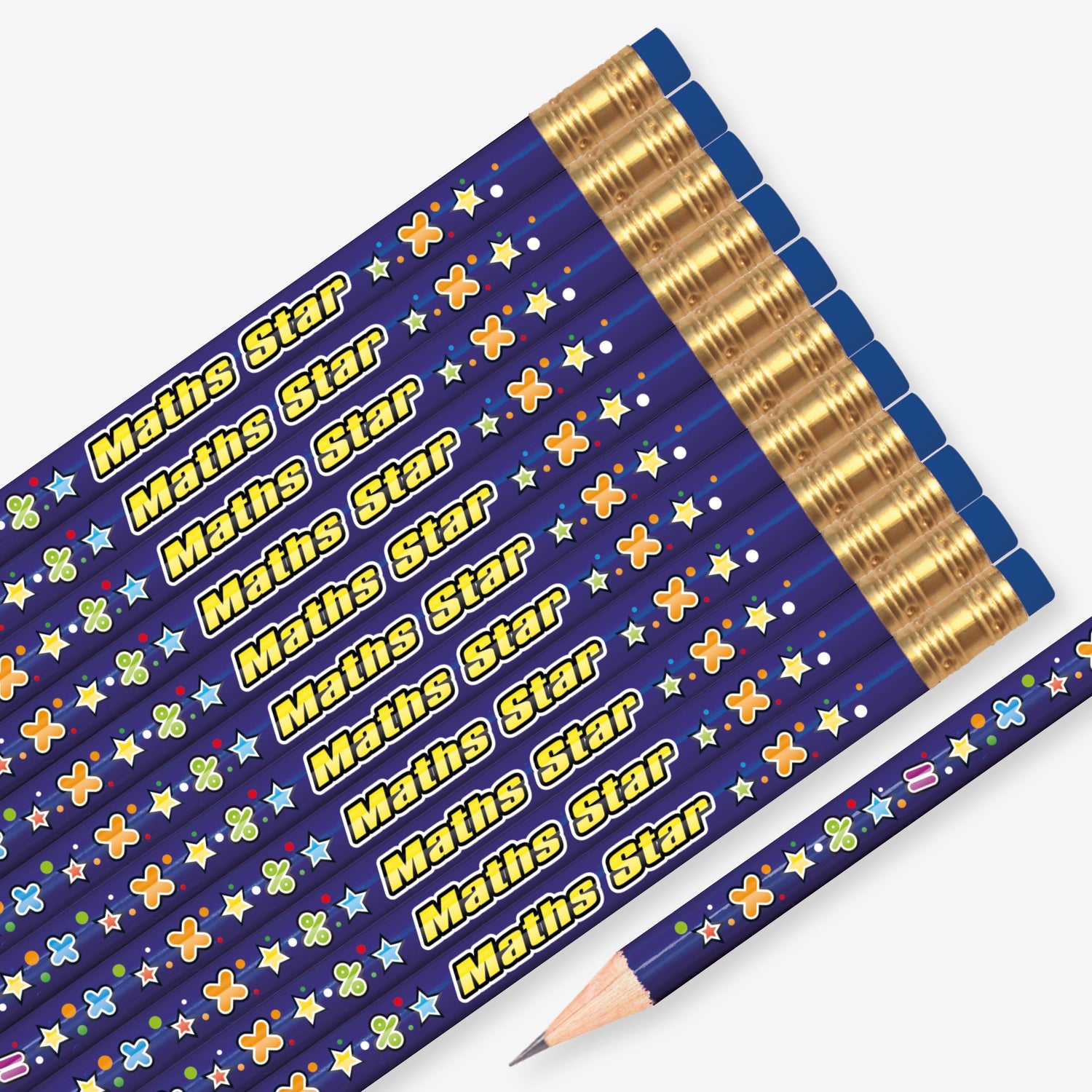 Maths Star HB Pencils | x 12 Pencils | Rewards | Blue