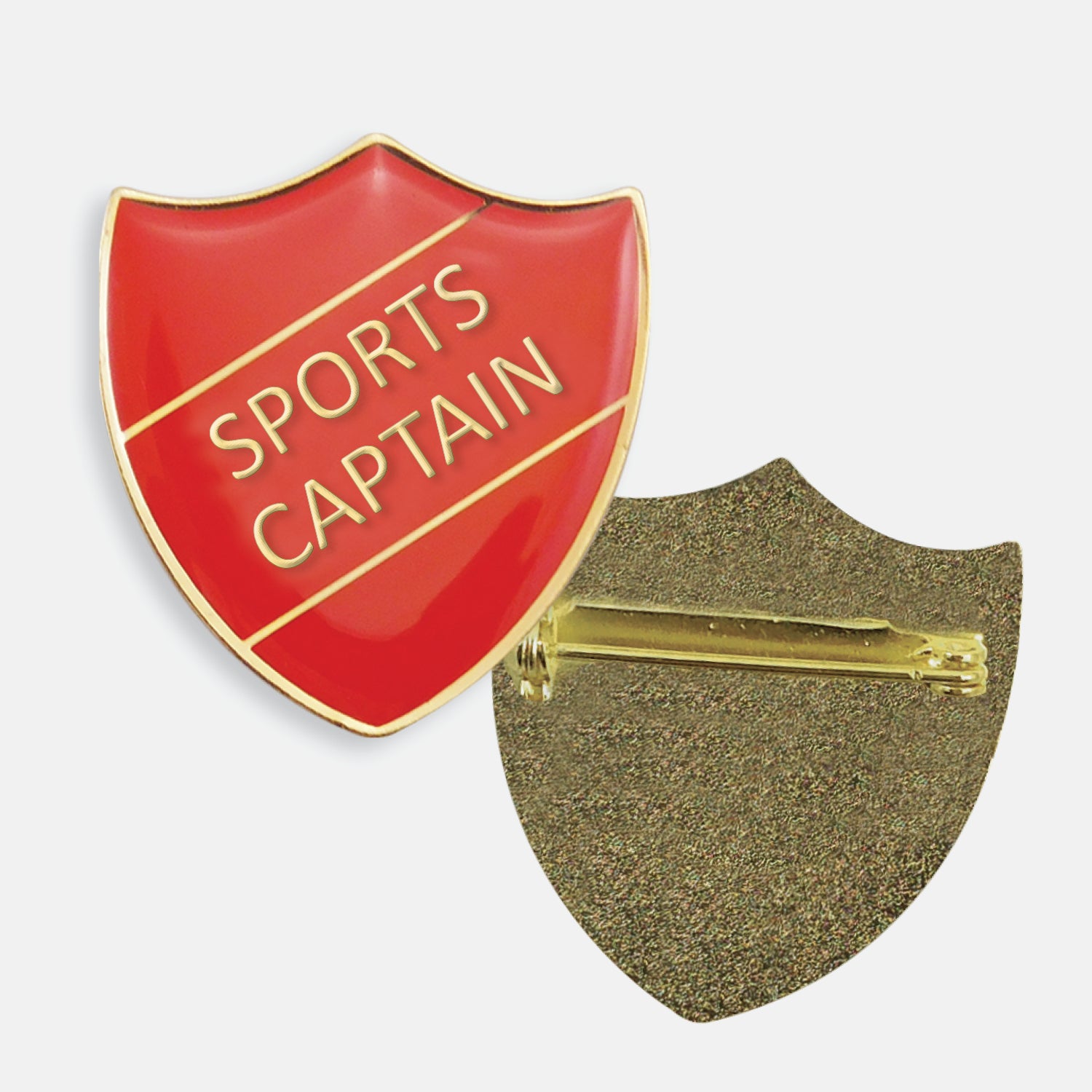 Sports Captain Enamel Badge | Red | 30x26mm | School Pin