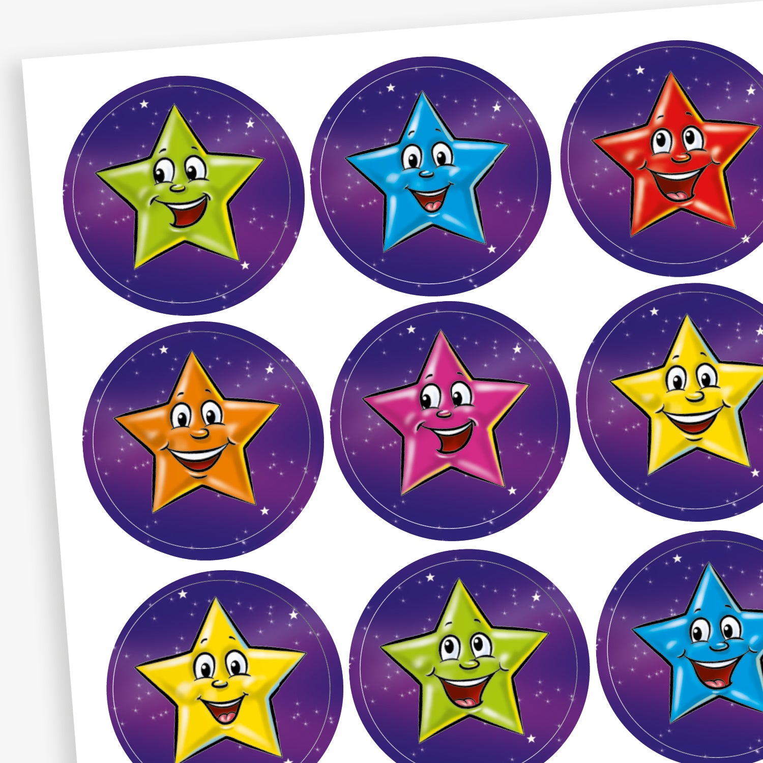 Star Stickers | 25mm | Choose Your Pack Size | Smiley