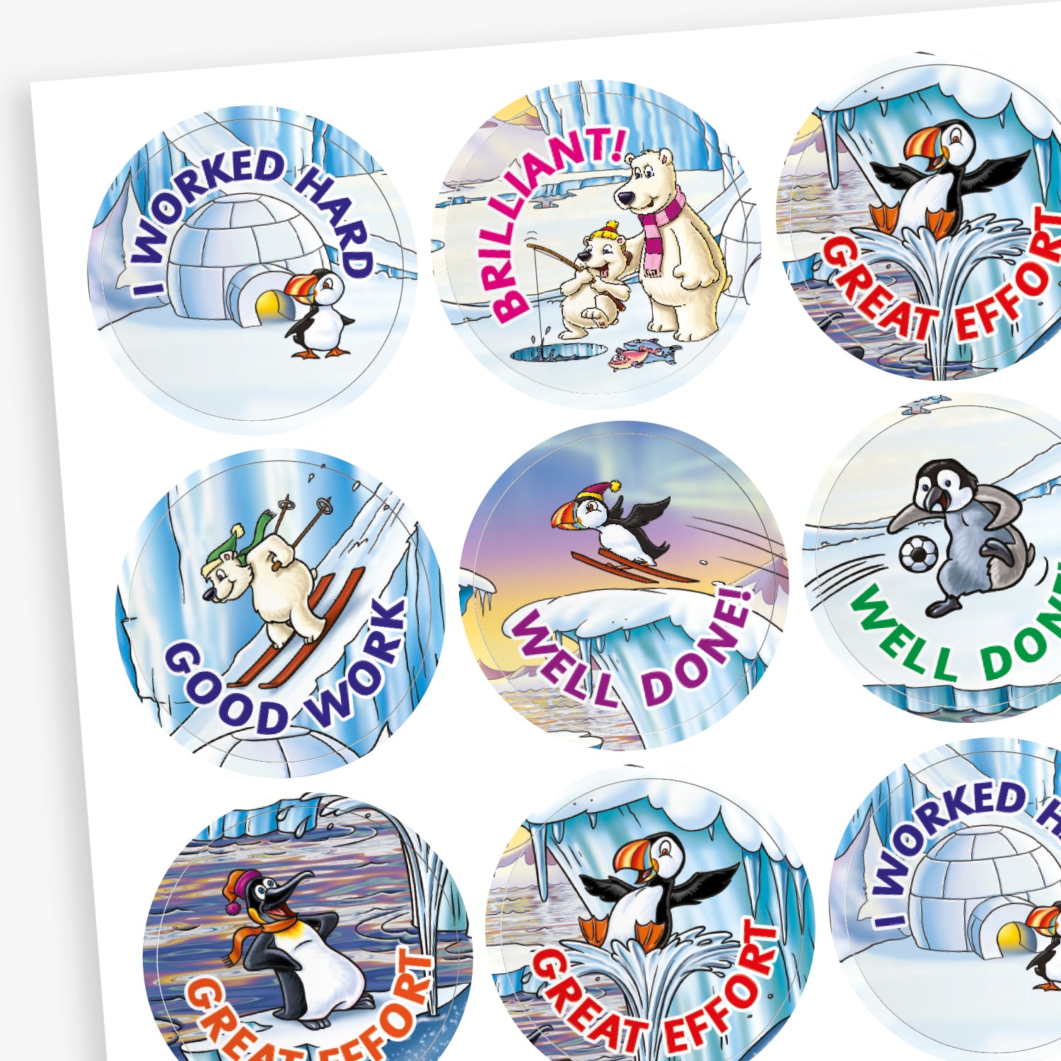 Polar Characters Stickers | 70 Stickers | 25mm | Rewards