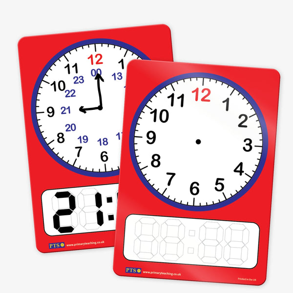 Clock Whiteboard | Single | A4 | Dry Wipe | Telling the Time