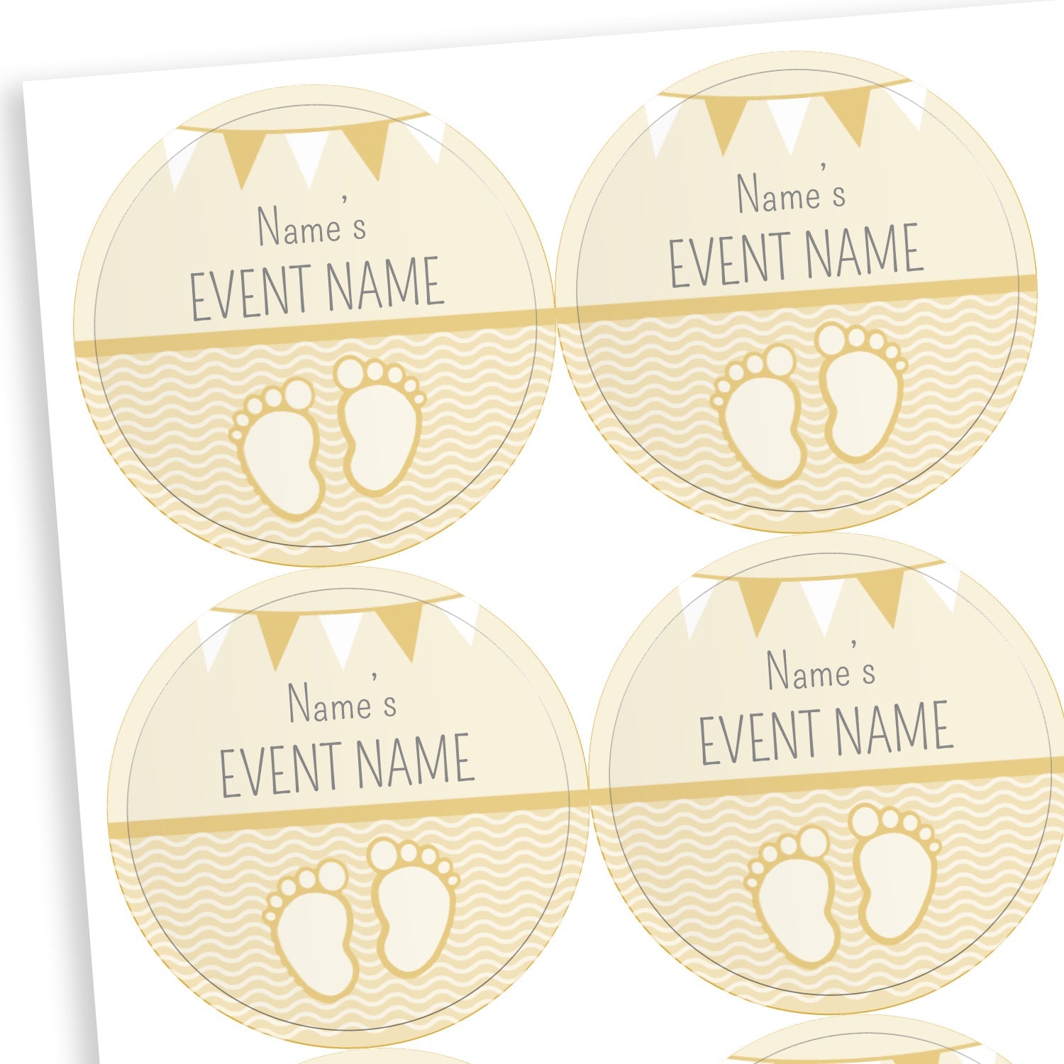 Baby Feet Baby Shower Decor Stickers Pink Blue Gold Oh Baby Footprint