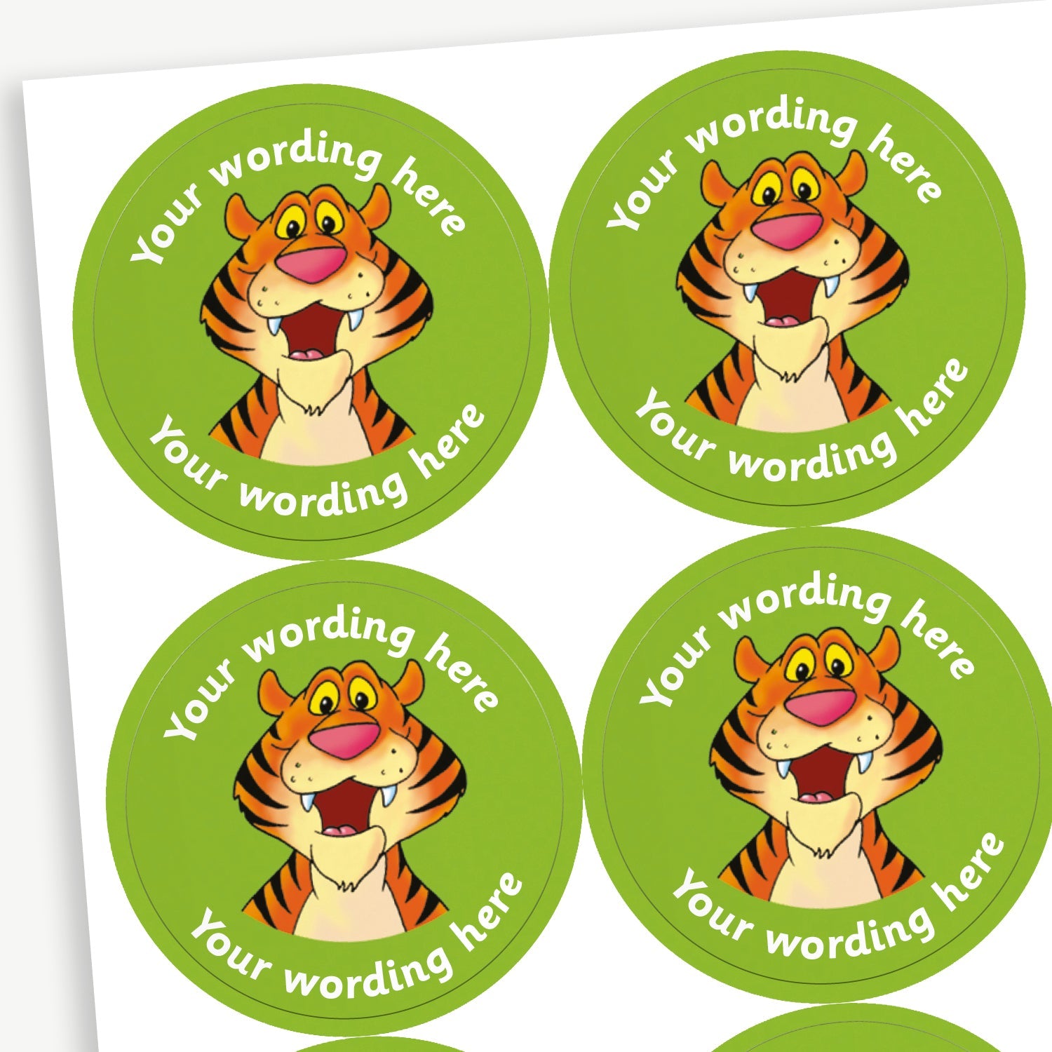 Personalised Tiger Stickers | 35 per sheet | 37mm | Rewards