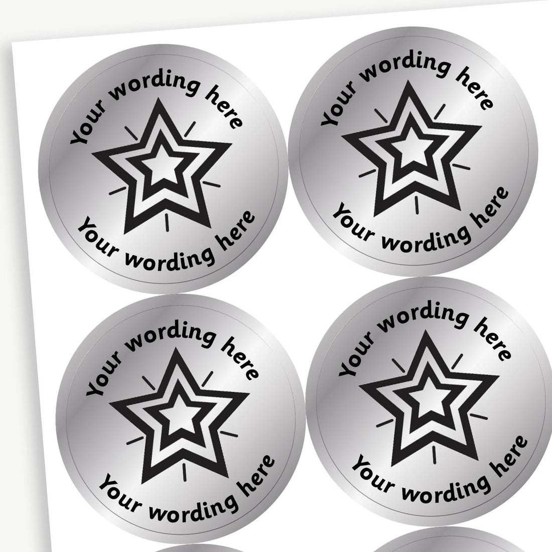 Personalised Silver Metallic Star Stickers | x 35 | 37mm