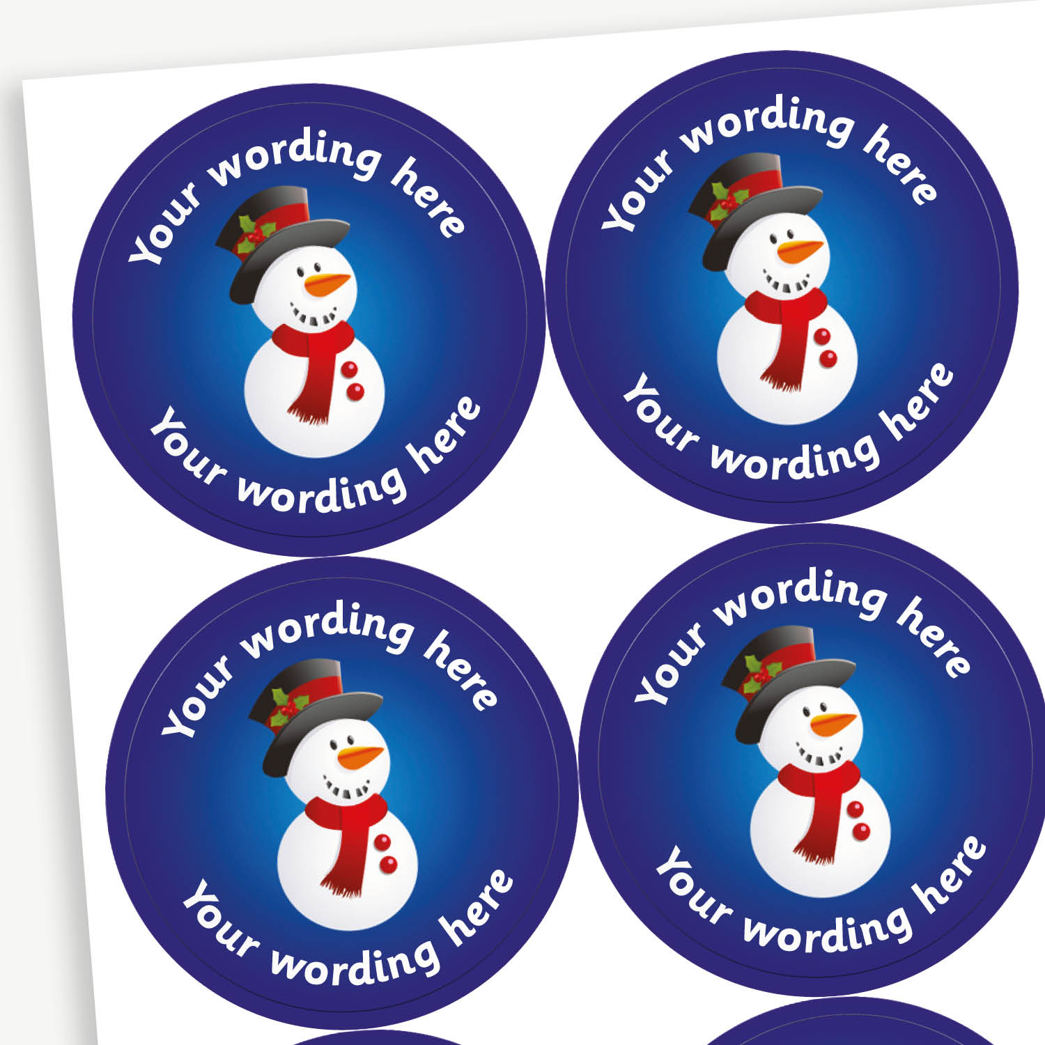 Personalised Snowman Stickers | Blue | 35 per sheet | 37mm