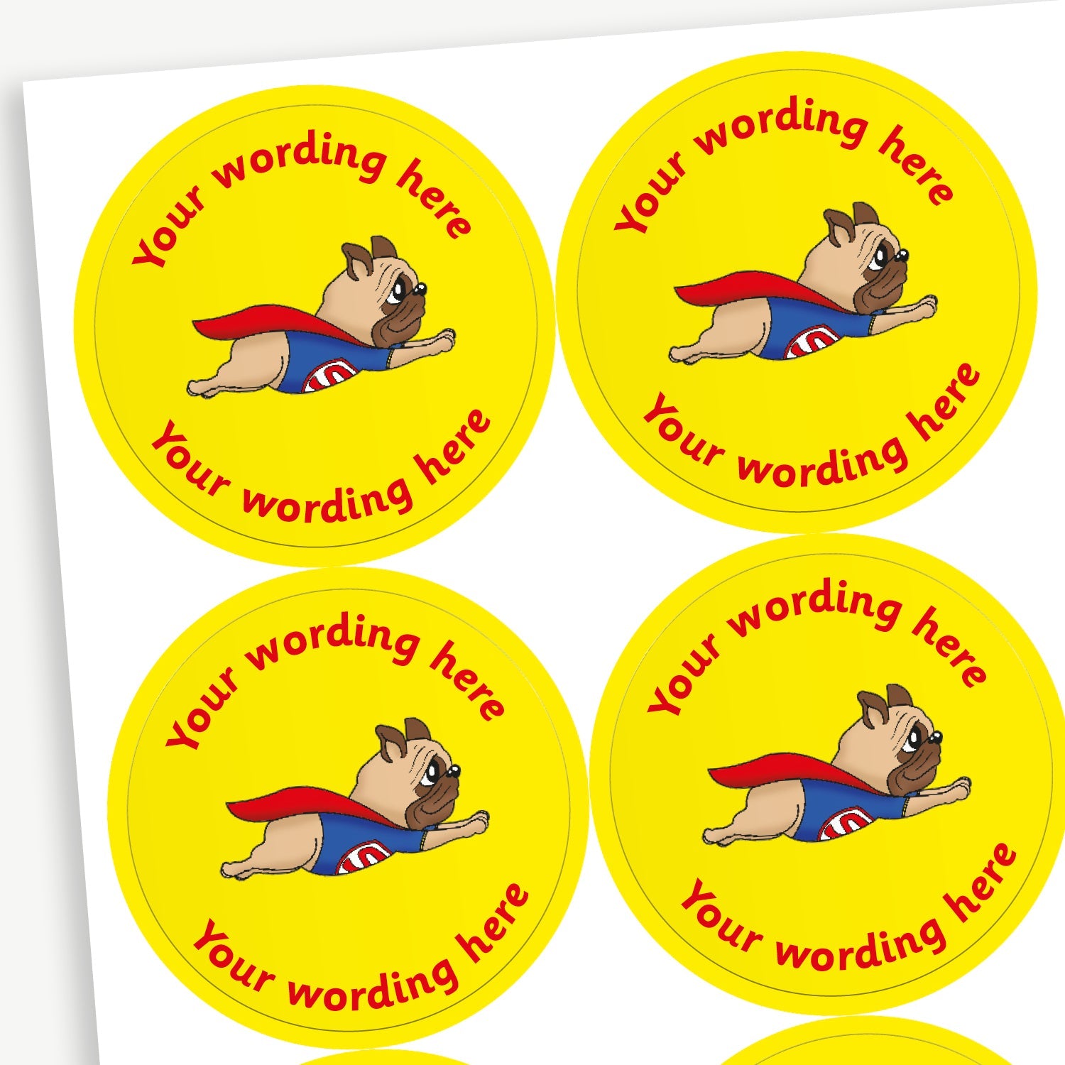 Personalised Superhero Dog Stickers | 35 per sheet | 37mm