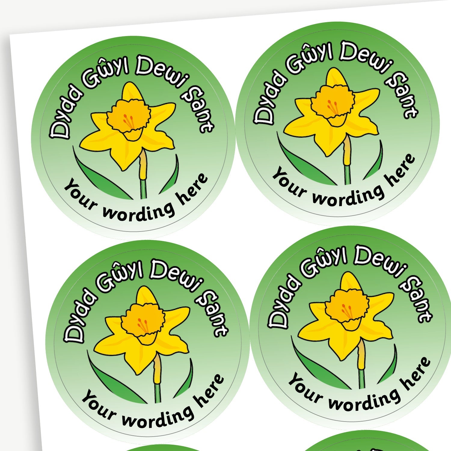 Personalised St David's Day Daffodil Stickers | x 35 | 37mm