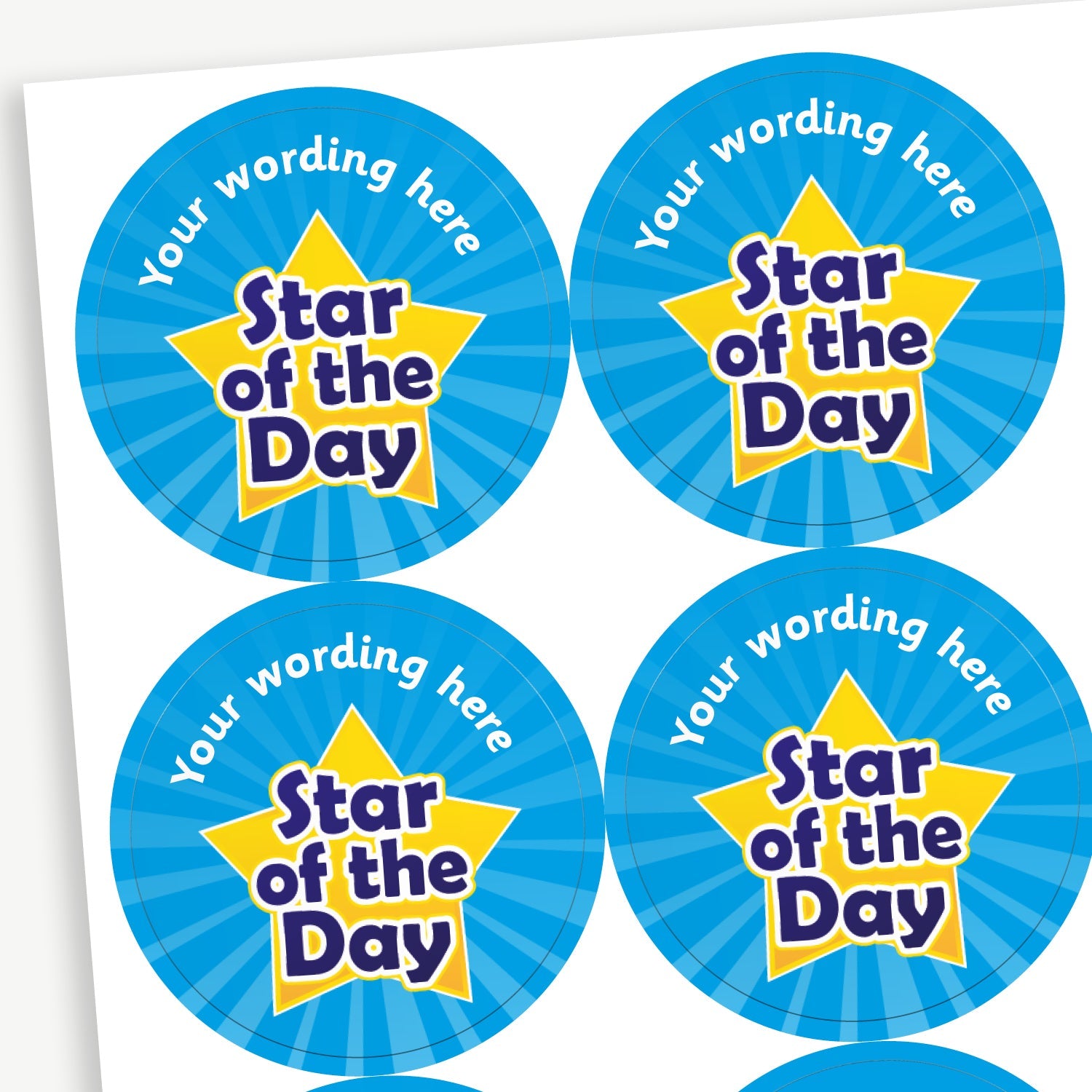 Star of the Day Stickers | Personalised | 37mm | Blue