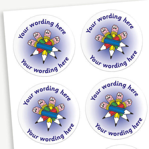 Personalised Pencils Stickers | x 35 | 37mm | Pupil Rewards