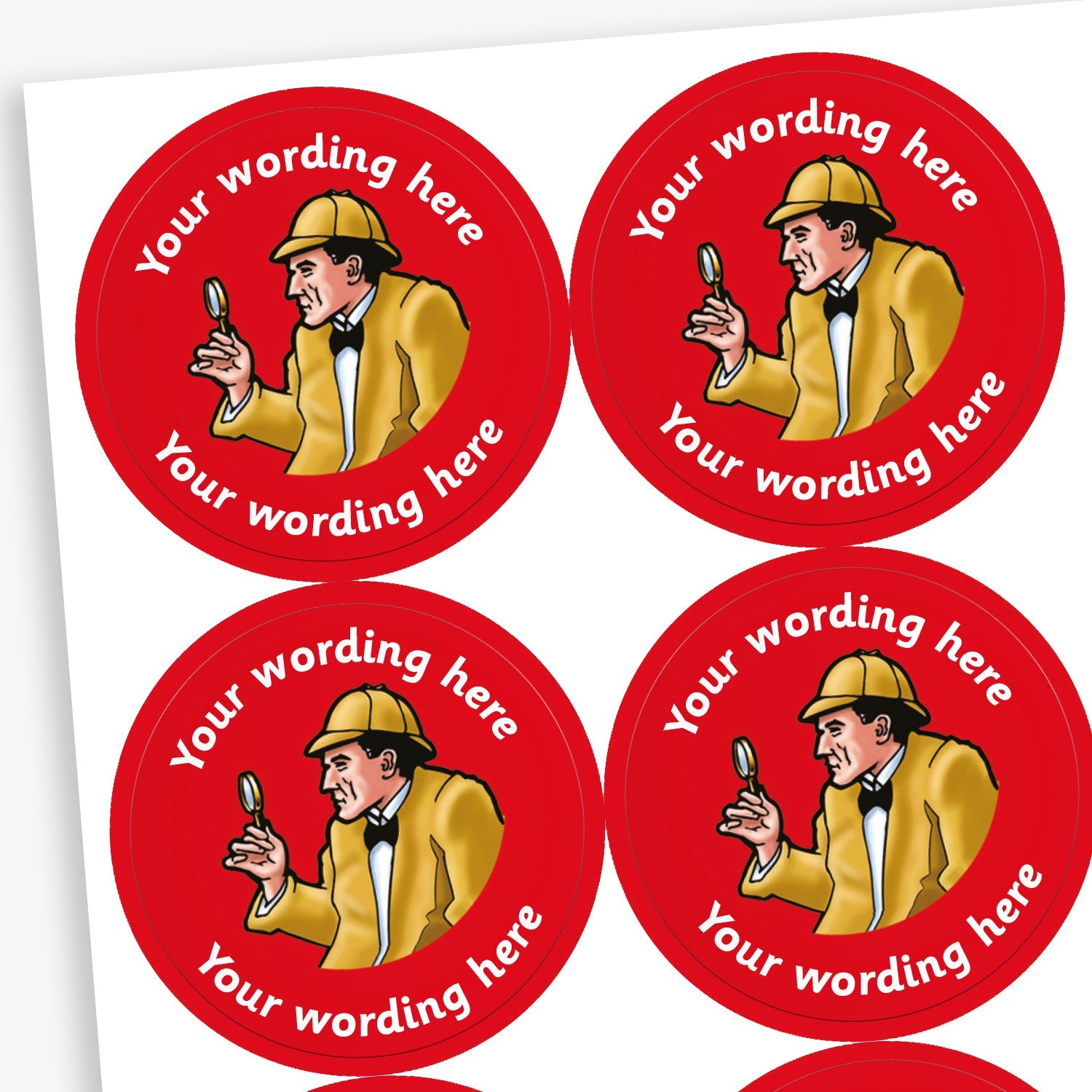 Personalised Detective Stickers | 35 per sheet | 37mm