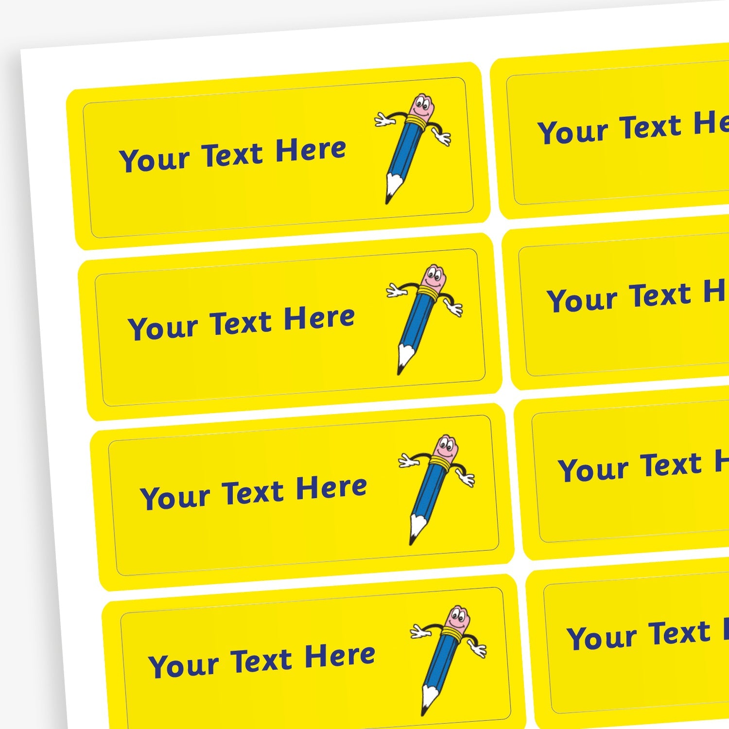 Personalised Smiley Pencil Stickers | x 56 | 46mm x 16mm