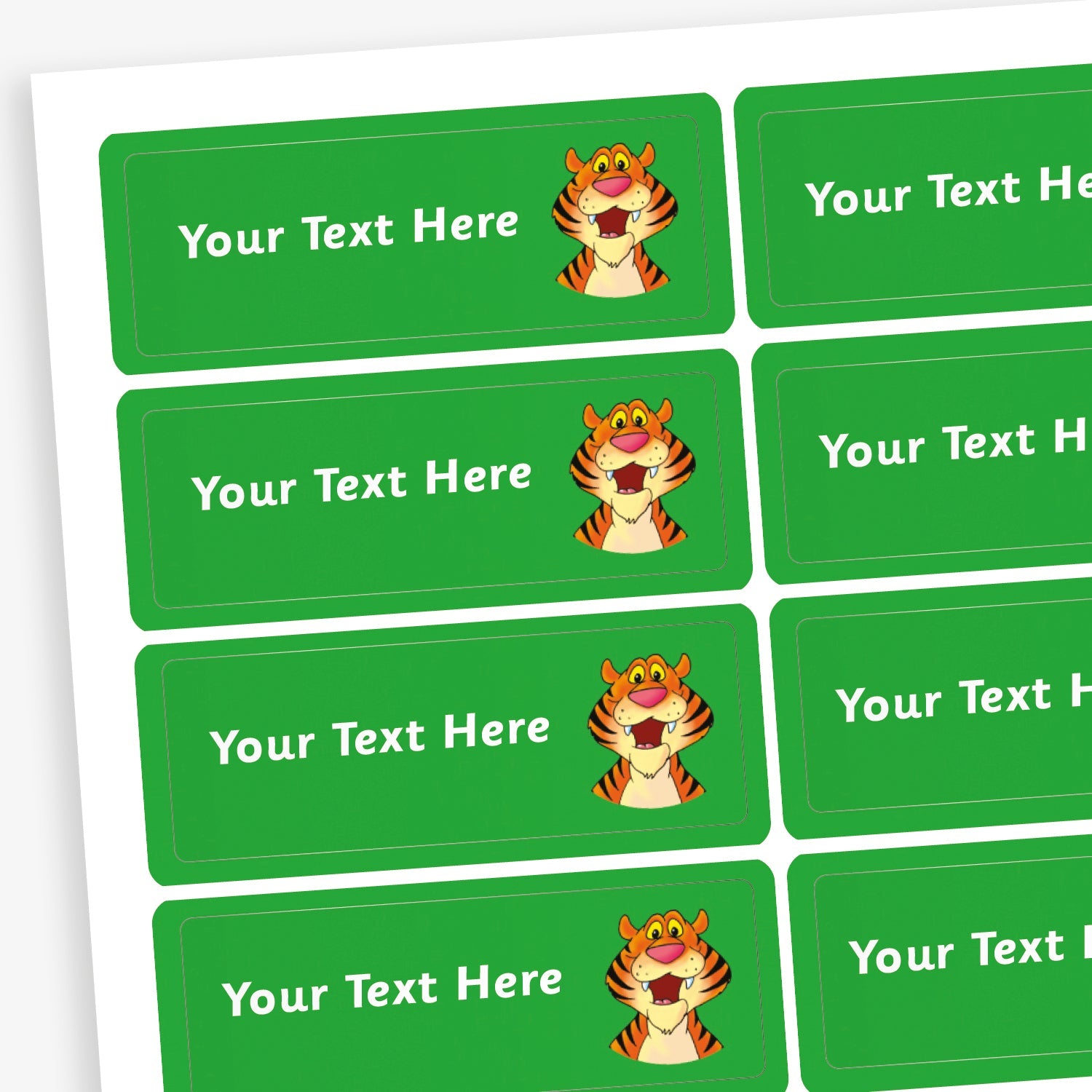 Personalised Tiger Stickers | 56 per sheet | 46mm x 16mm