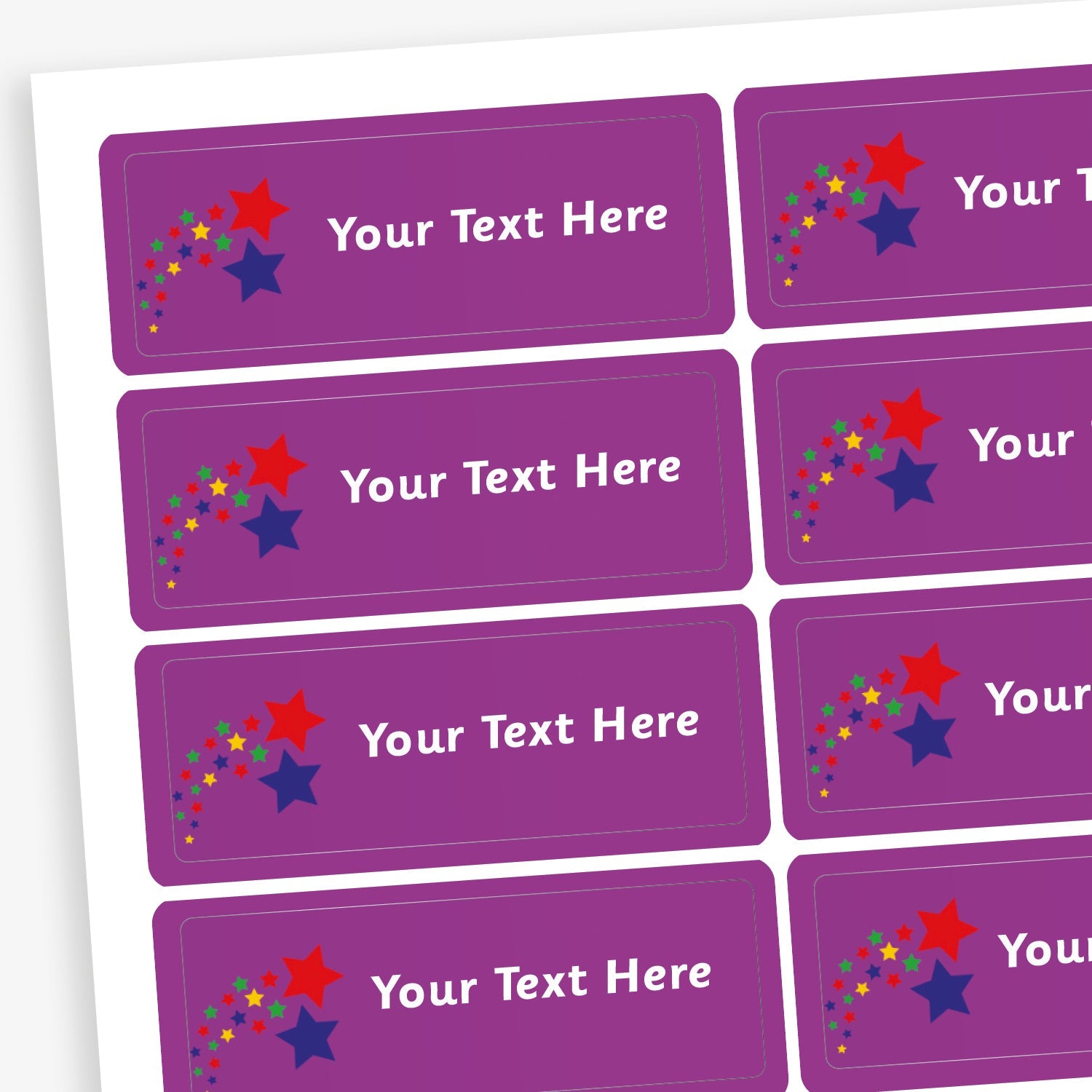 Personalised Stars Stickers | 56 per sheet | 46mm x 16mm