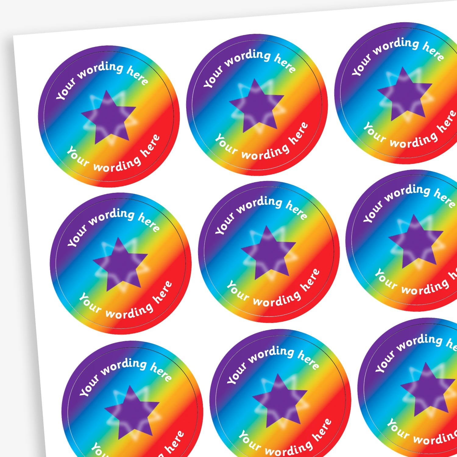 Rainbow Circle Star Personalised Rainbow Star Stickers | Healthcare