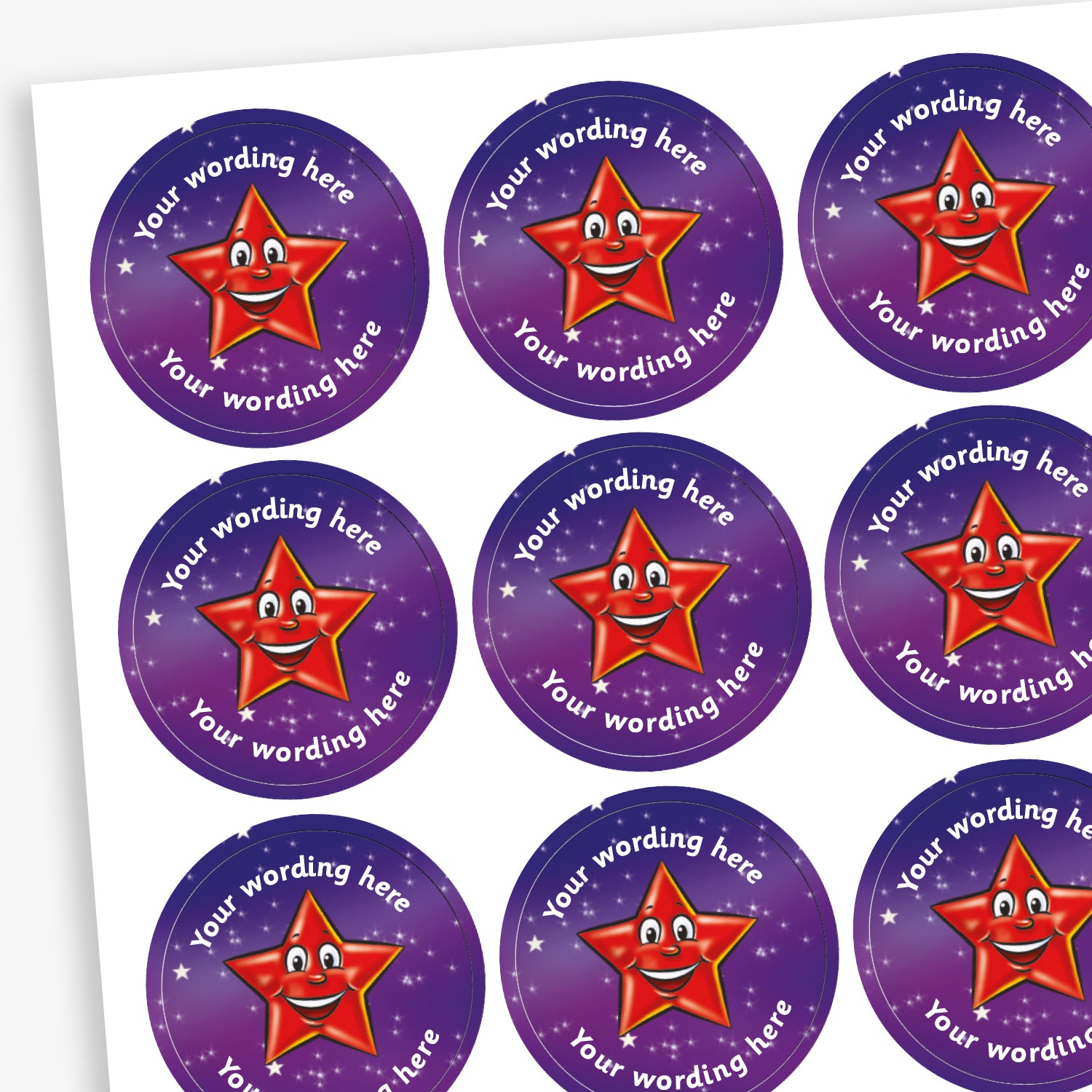Personalised Red Star Stickers | 70 per sheet | 25mm