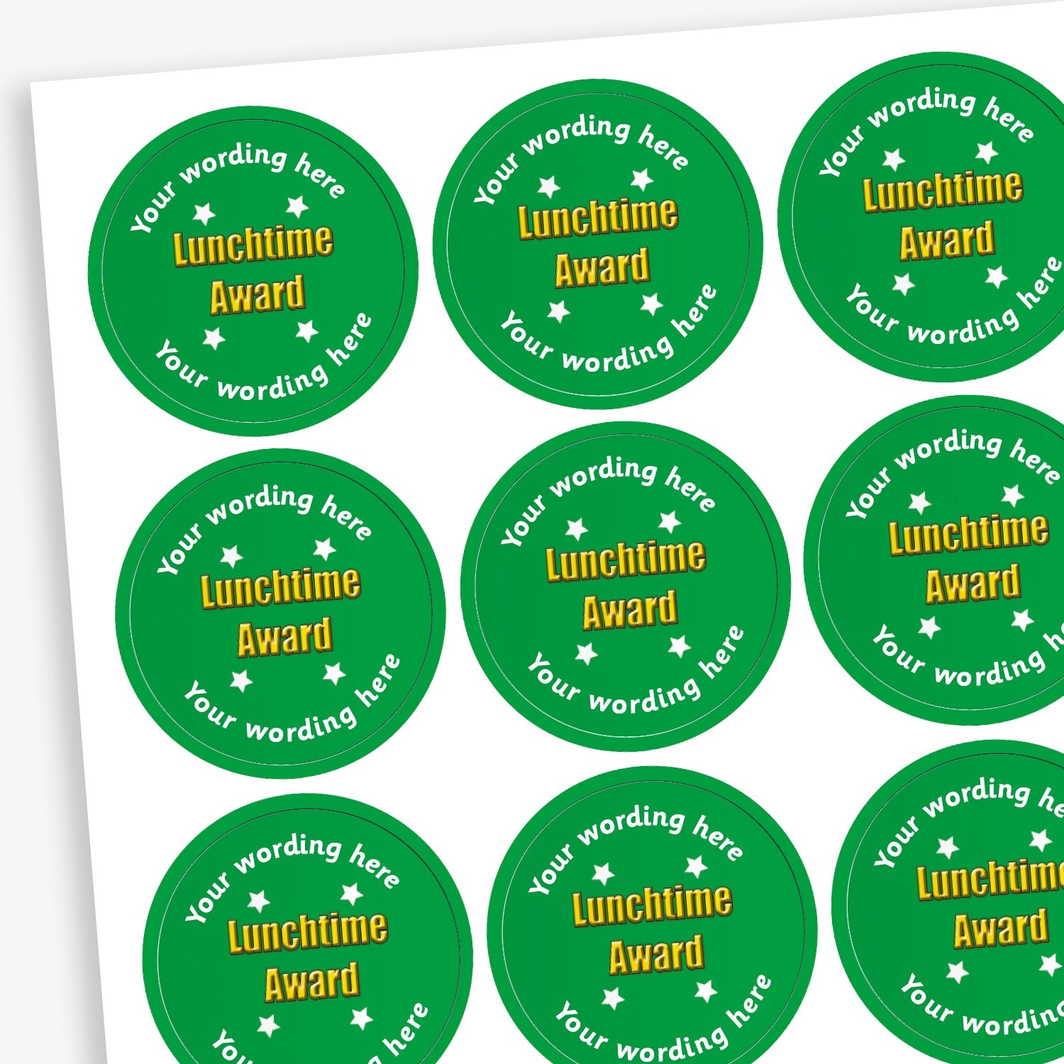 Personalised Lunchtime Award Stickers | Green | x 70
