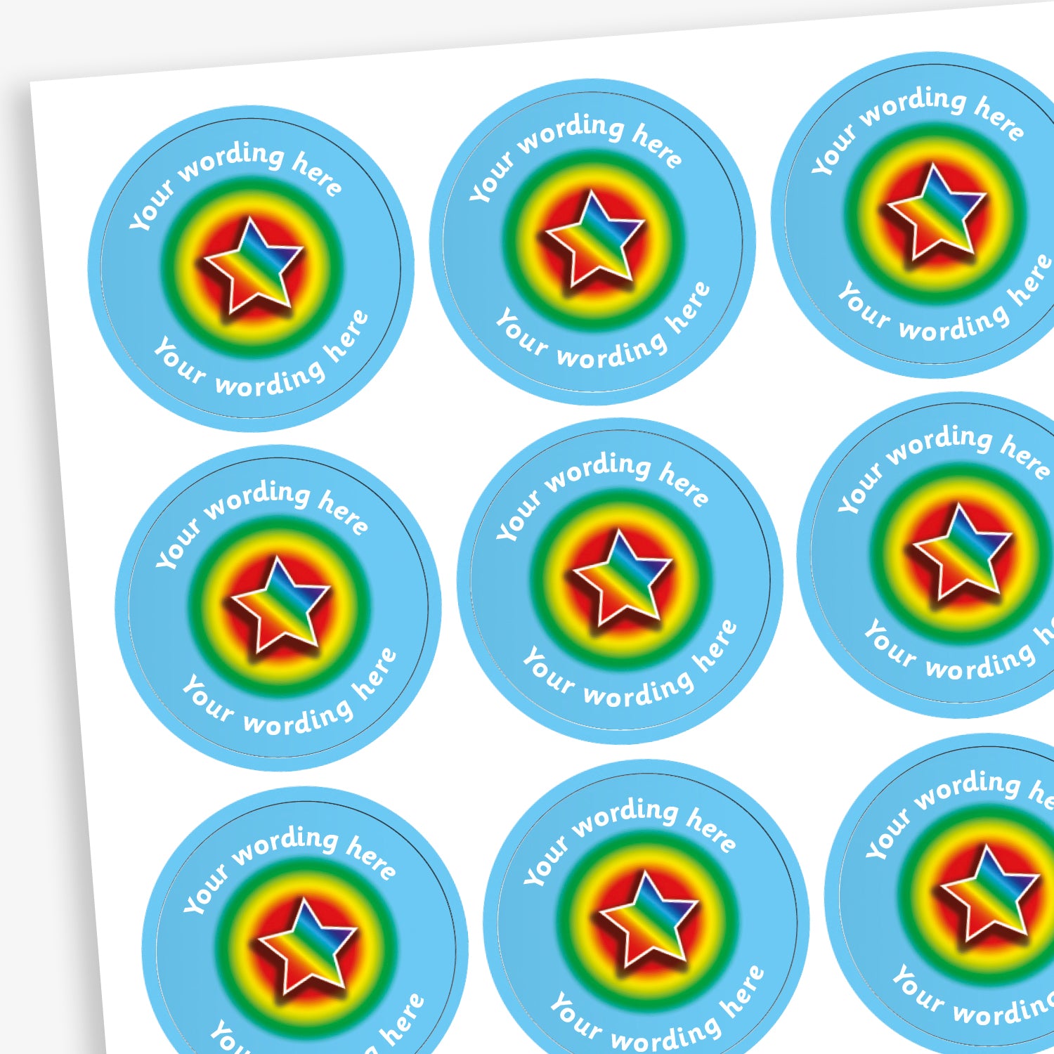 Rainbow Circle Star Personalised Rainbow Star Stickers | Healthcare
