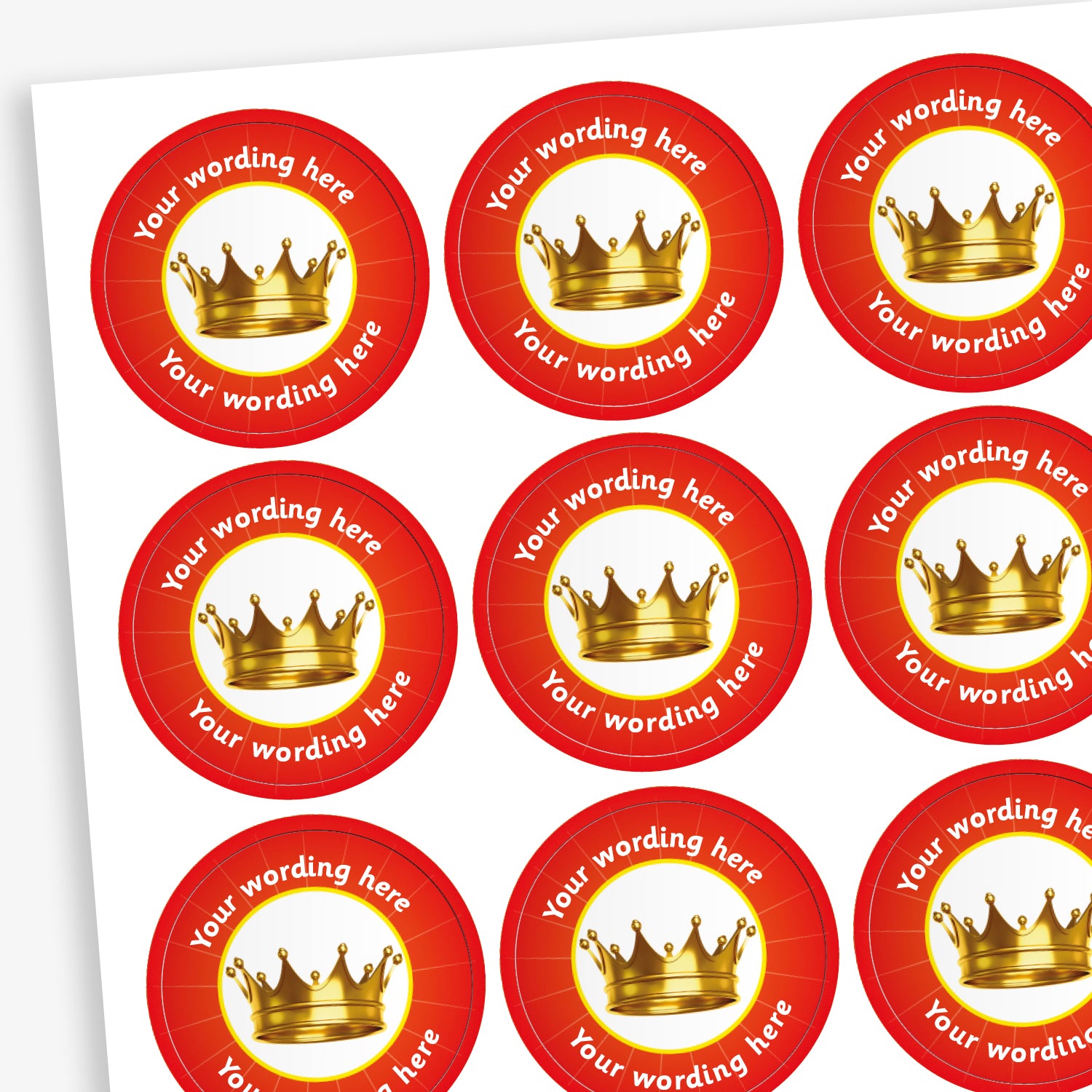 Personalised Crown Stickers | Red | x 70 | Pupil Rewards