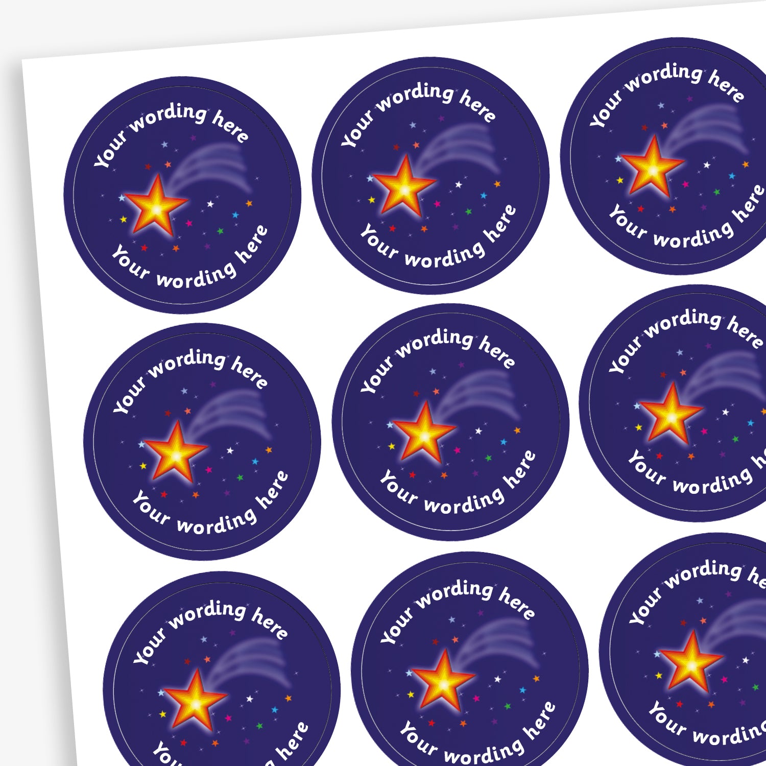 Personalised Shooting Star Stickers | 70 per sheet | 25mm