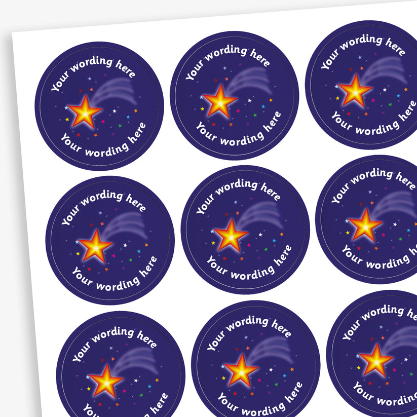 Personalised Shooting Star Stickers | 70 per sheet | 25mm