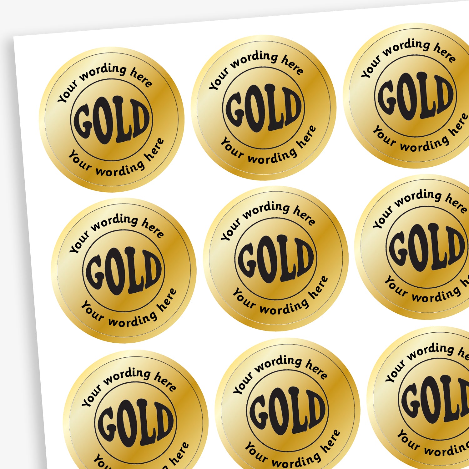 Personalised Gold Metallic Stickers | 70 per sheet | 25mm