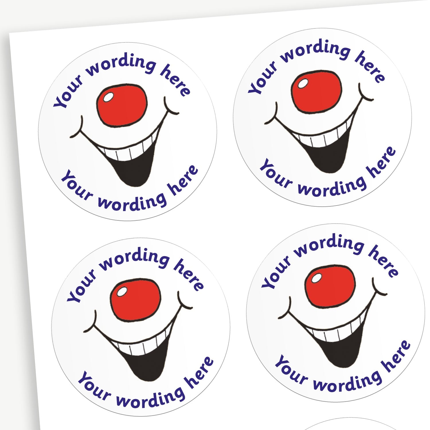 Personalised Large Grin Stickers | 35 per sheet | 37mm