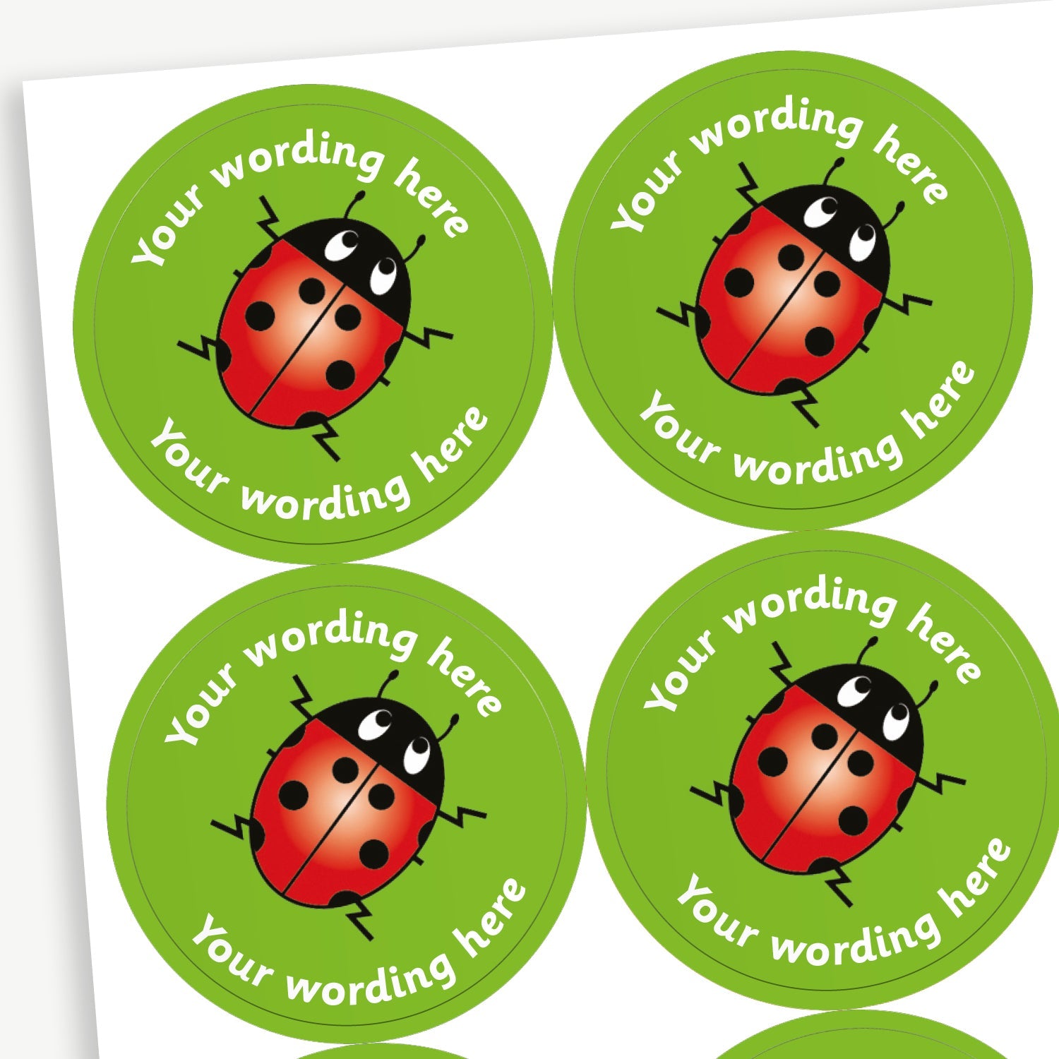 Personalised Ladybird Stickers | 35 per sheet | 37mm