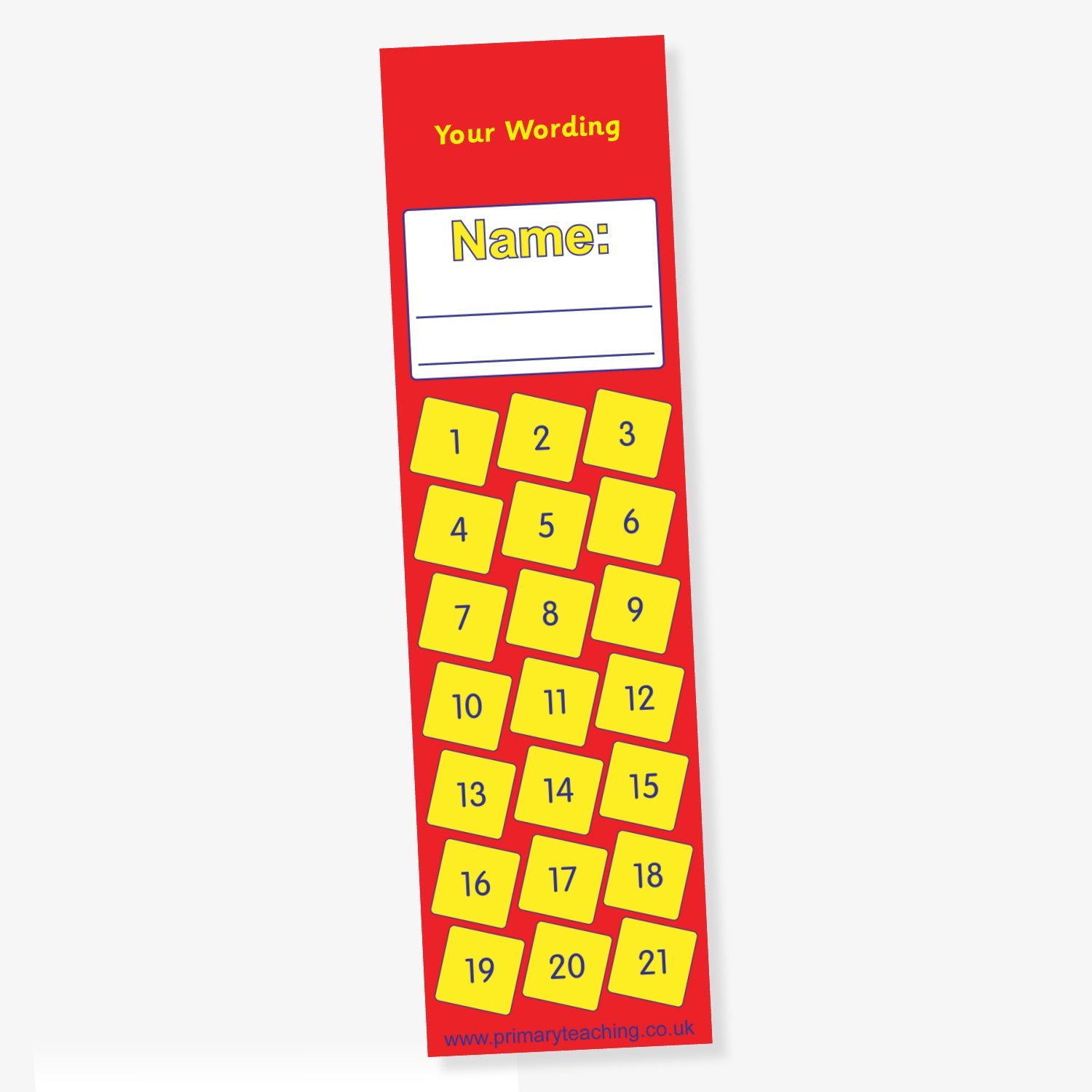 Personalised Red Bookmark | 59mm x 210mm | Pupil Rewards