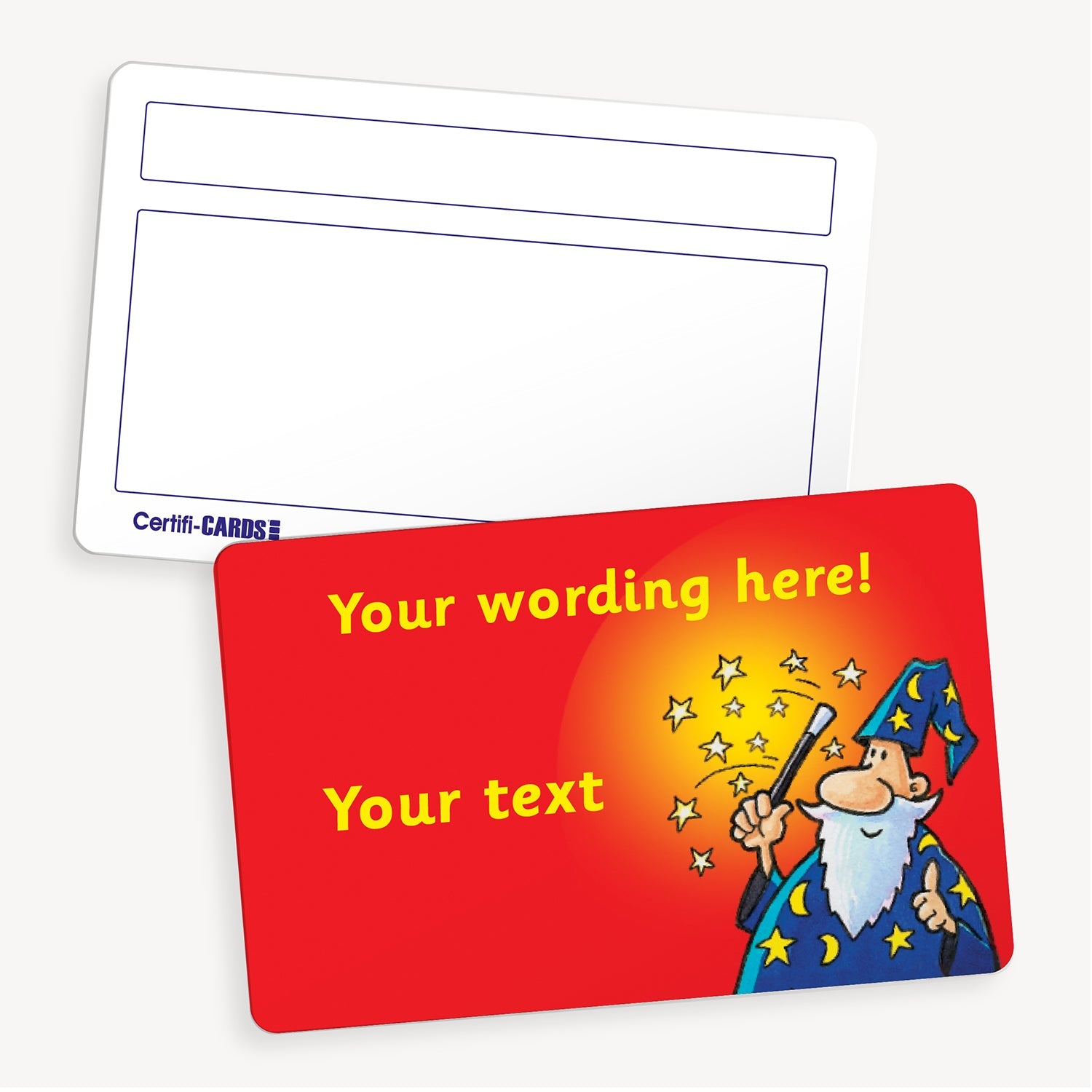 Personalised Wizard Plastic Certificards | 86mm x 54mm