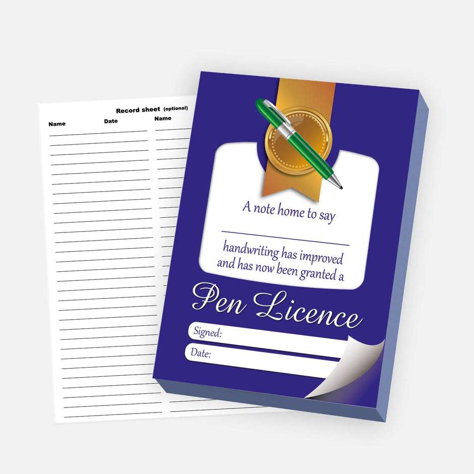 School Pen Licence | Reward Certificates and Cards