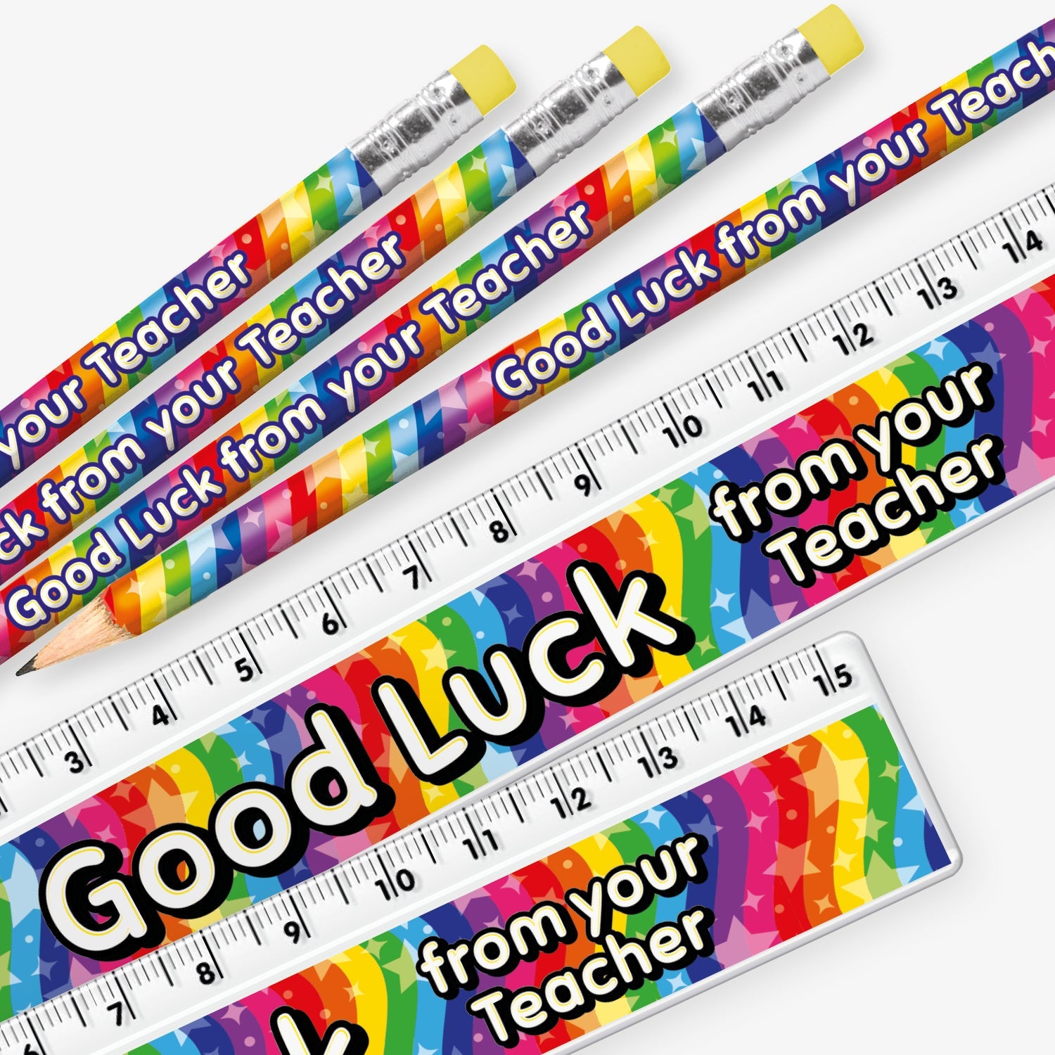 Good Luck from Your Teacher Pencils and Rulers | 12 Sets