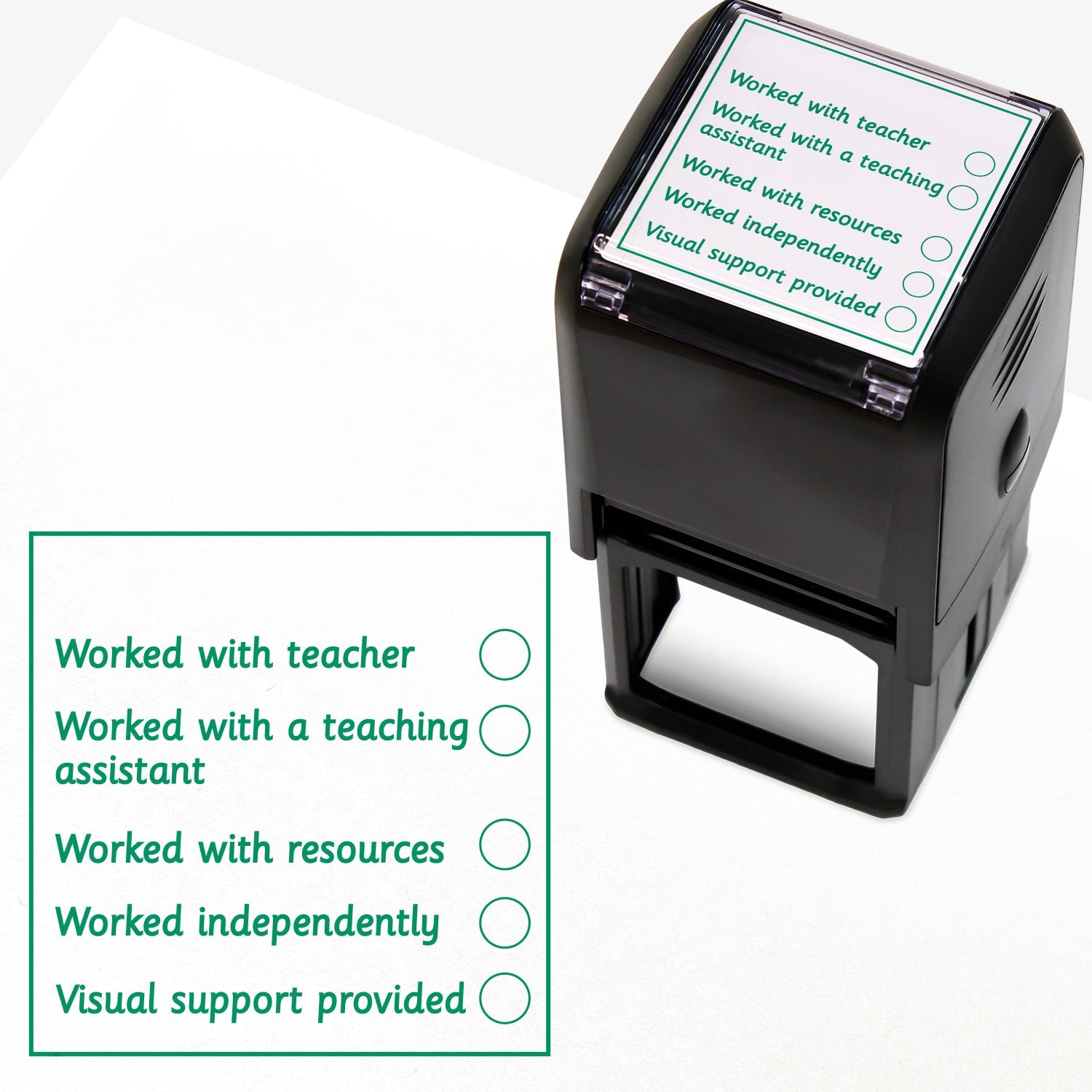 Teacher's Remarks APP Stamper | 42mm x 42mm | Green Ink