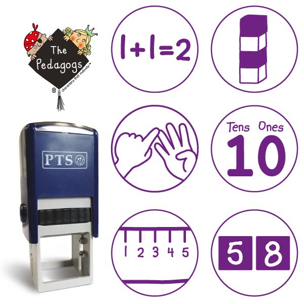 6 Pedagogs Numeracy Stampers | 25mm | Includes Storage Box